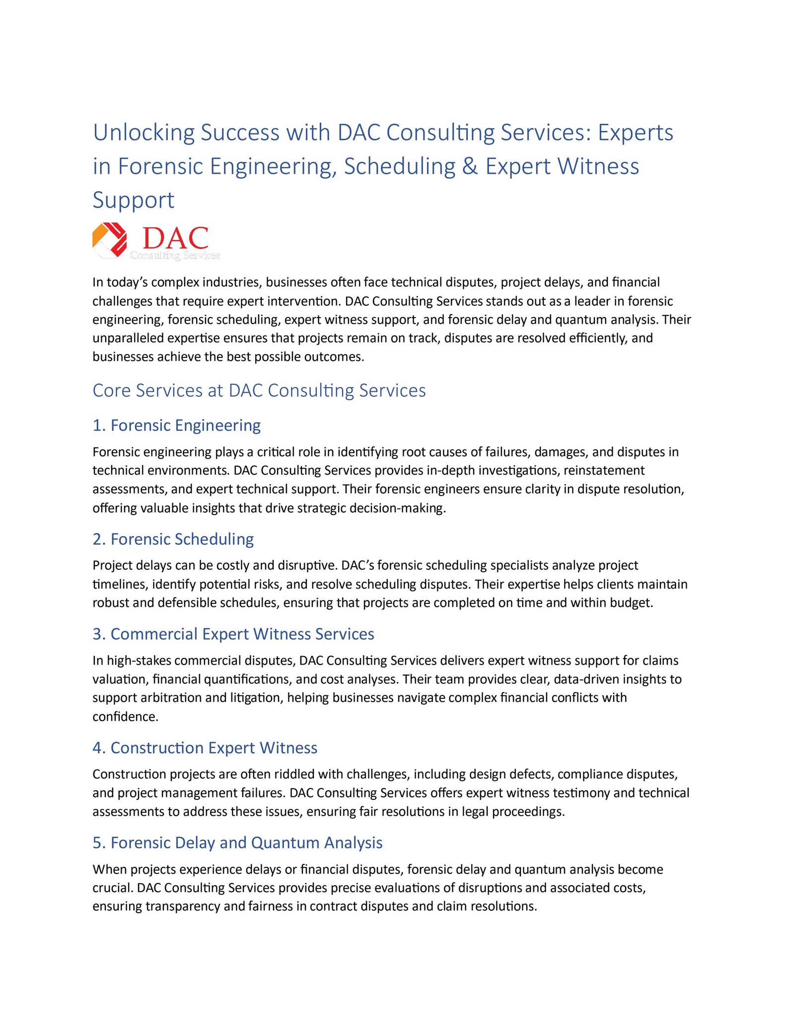 Unlocking Success with DAC Consulting Services: Experts in Forensic ...