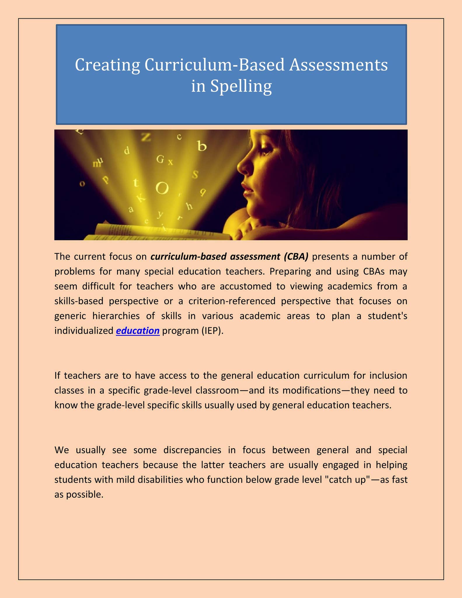 Creating Curriculum-Based Assessments in Spelling by Jeff Palmer - Issuu