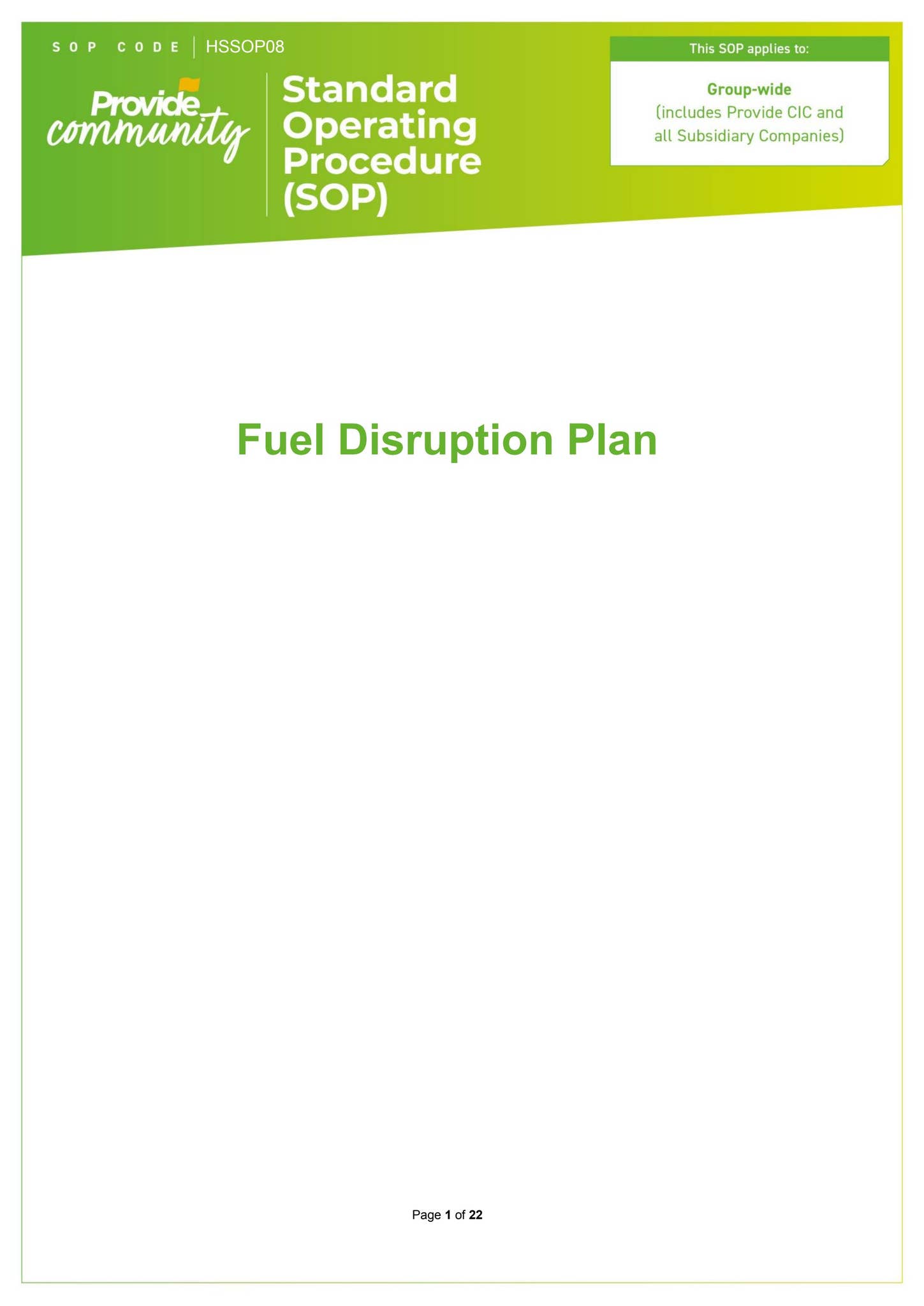 HSSOP08 Provide Fuel Disruption Plan by Provide Community - Issuu