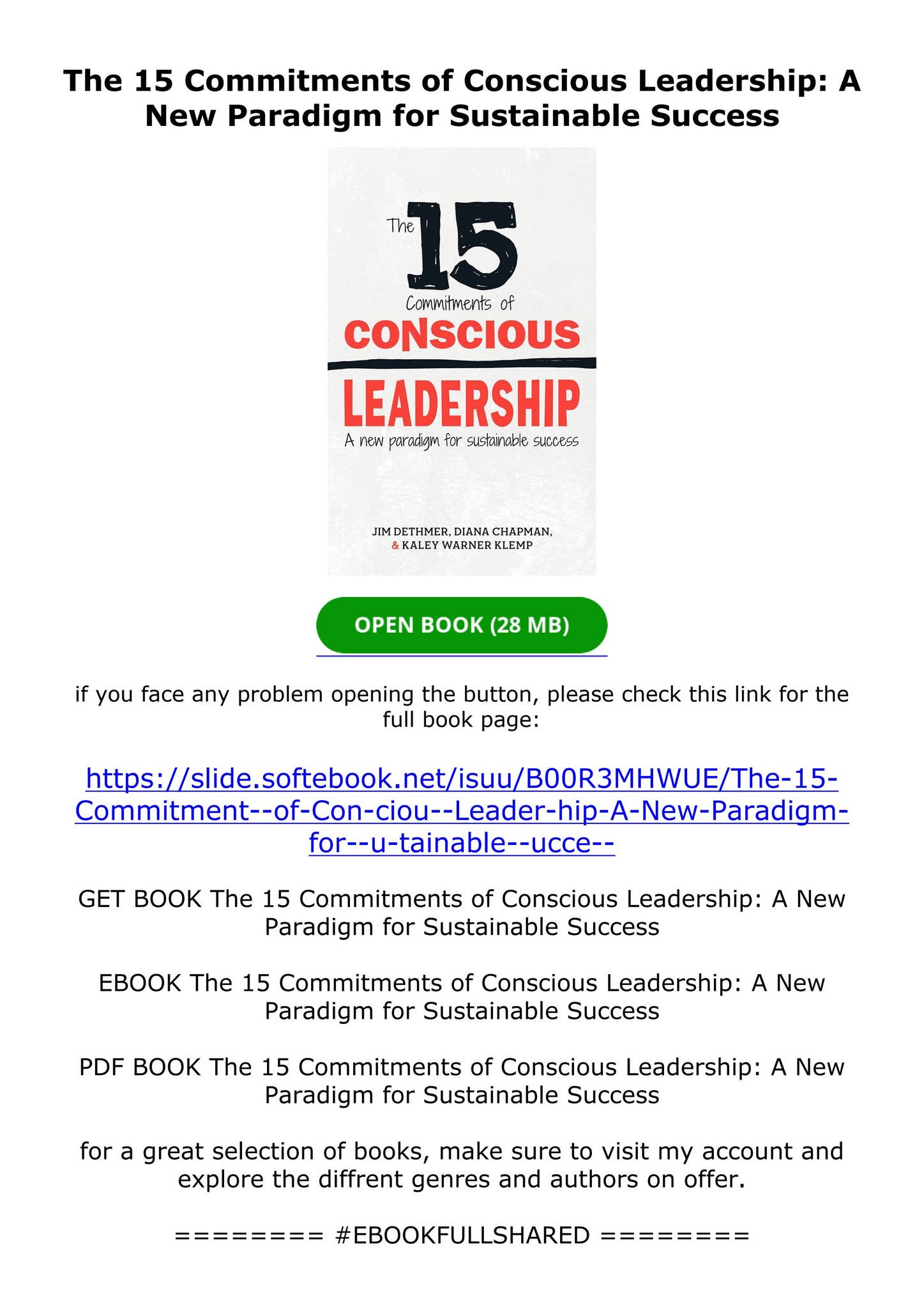 Ebook PDF The 15 Commitments of Conscious Leadership: A New Paradigm ...
