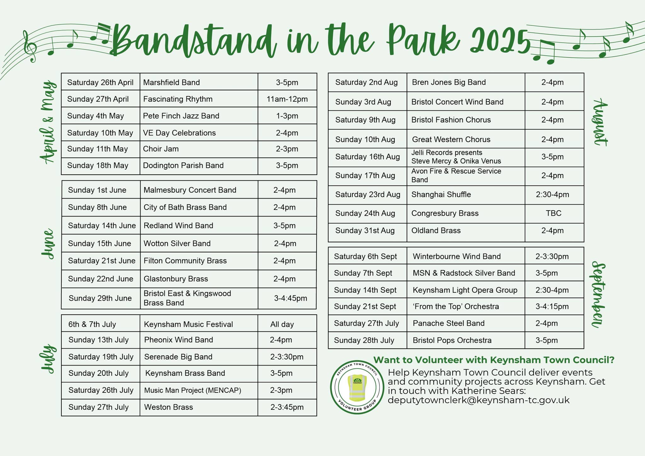 Bandstand line-up 2025 by deputytownclerk - Issuu