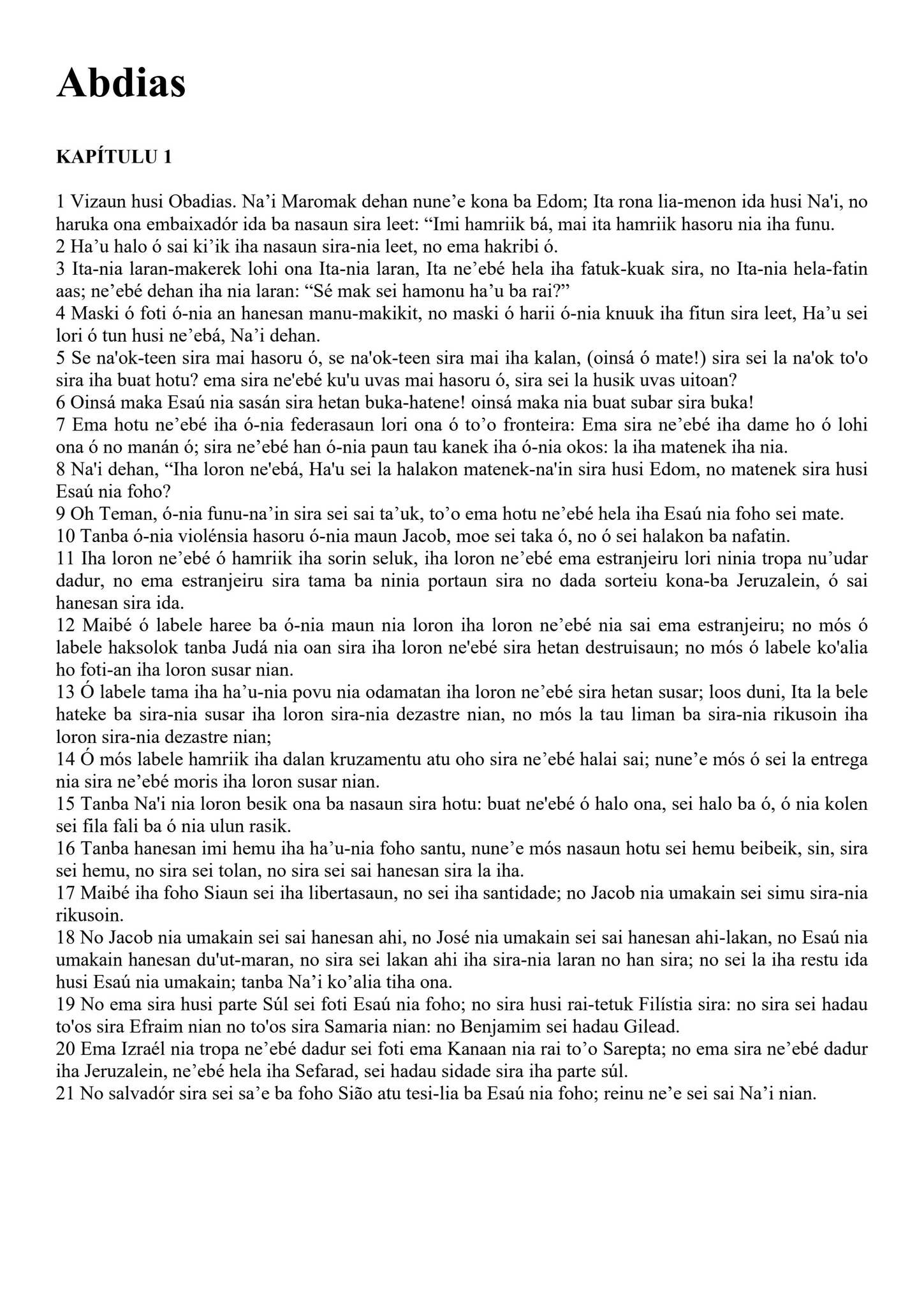 Tetum - The Book of the Prophet Obadiah by Filipino Tracts and ...