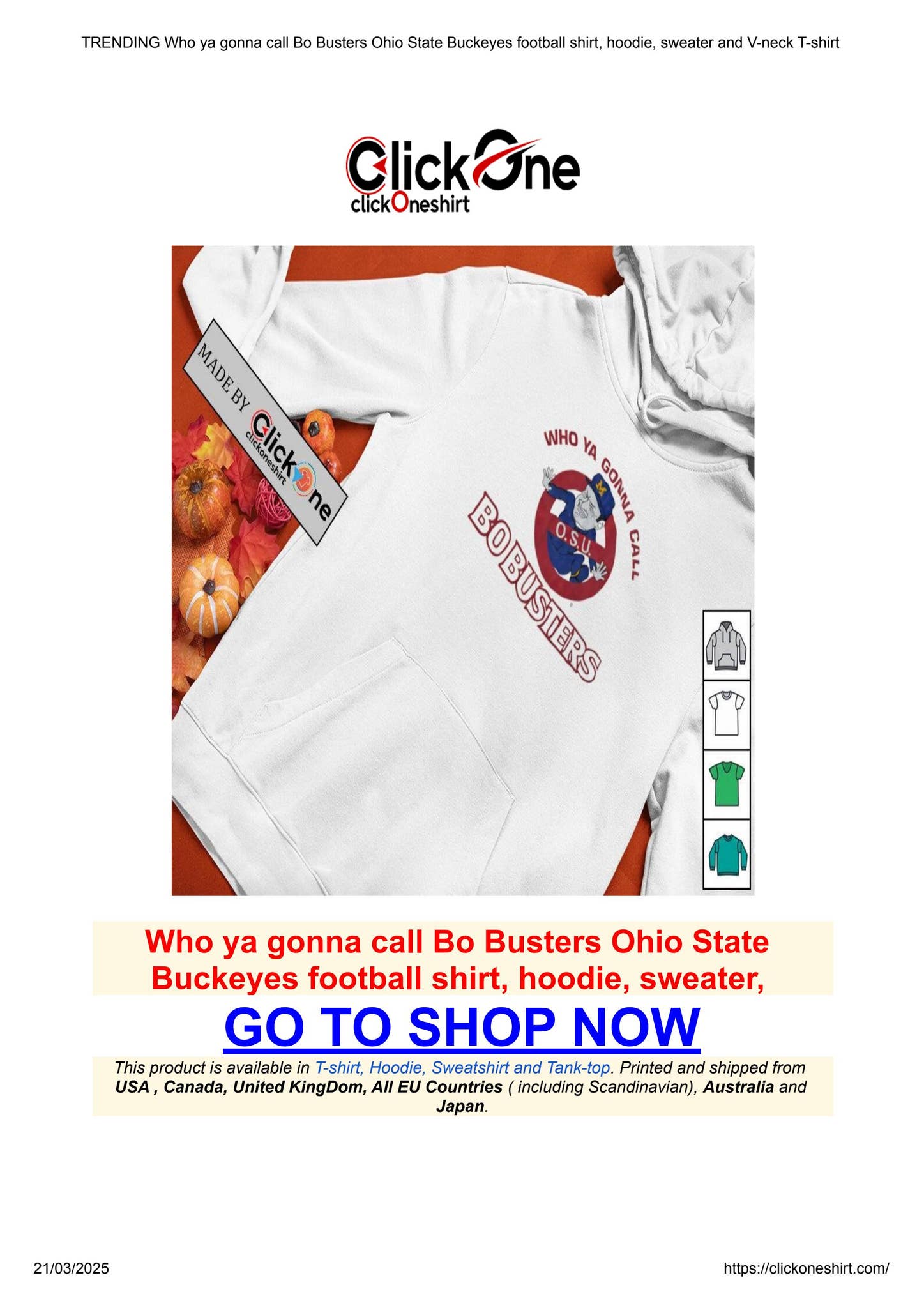 Who ya gonna call Bo Busters Ohio State Buckeyes football shirt by ...