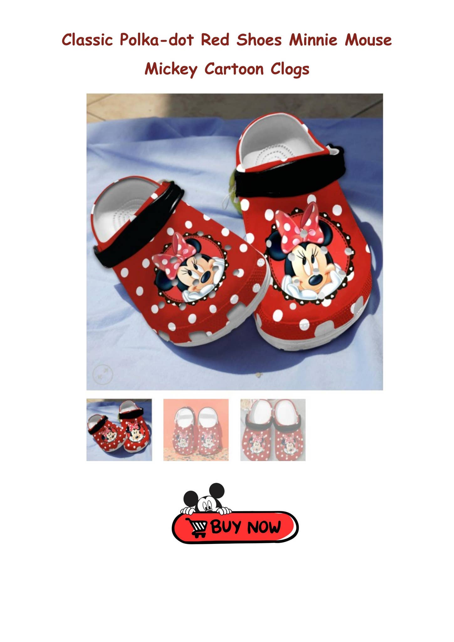 Classic Polka-dot Red Shoes Minnie Mouse Mickey Cartoon Clogs Fast ...