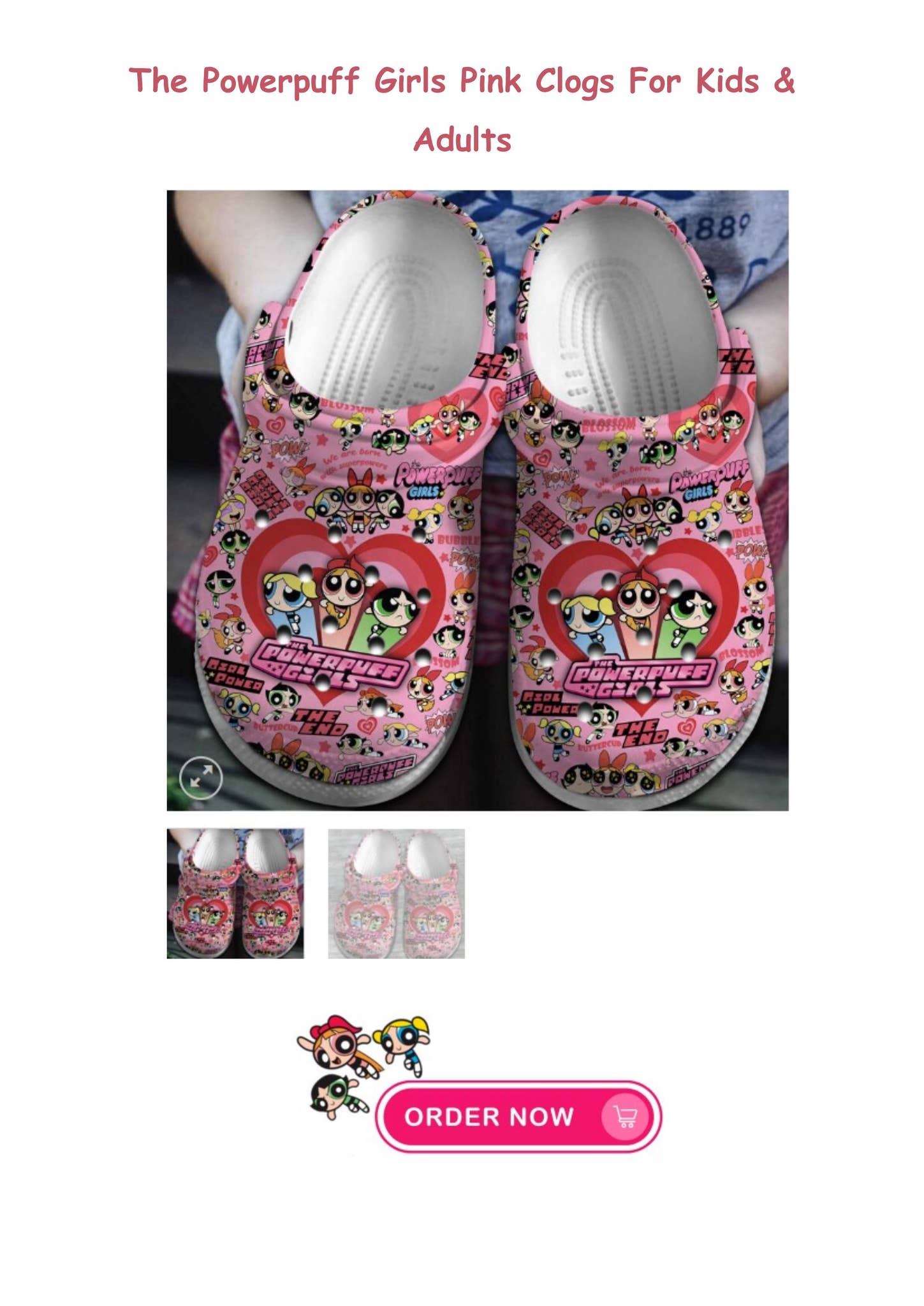 The Powerpuff Girls Pink Clogs For Kids & Adults by designbycrocodile ...
