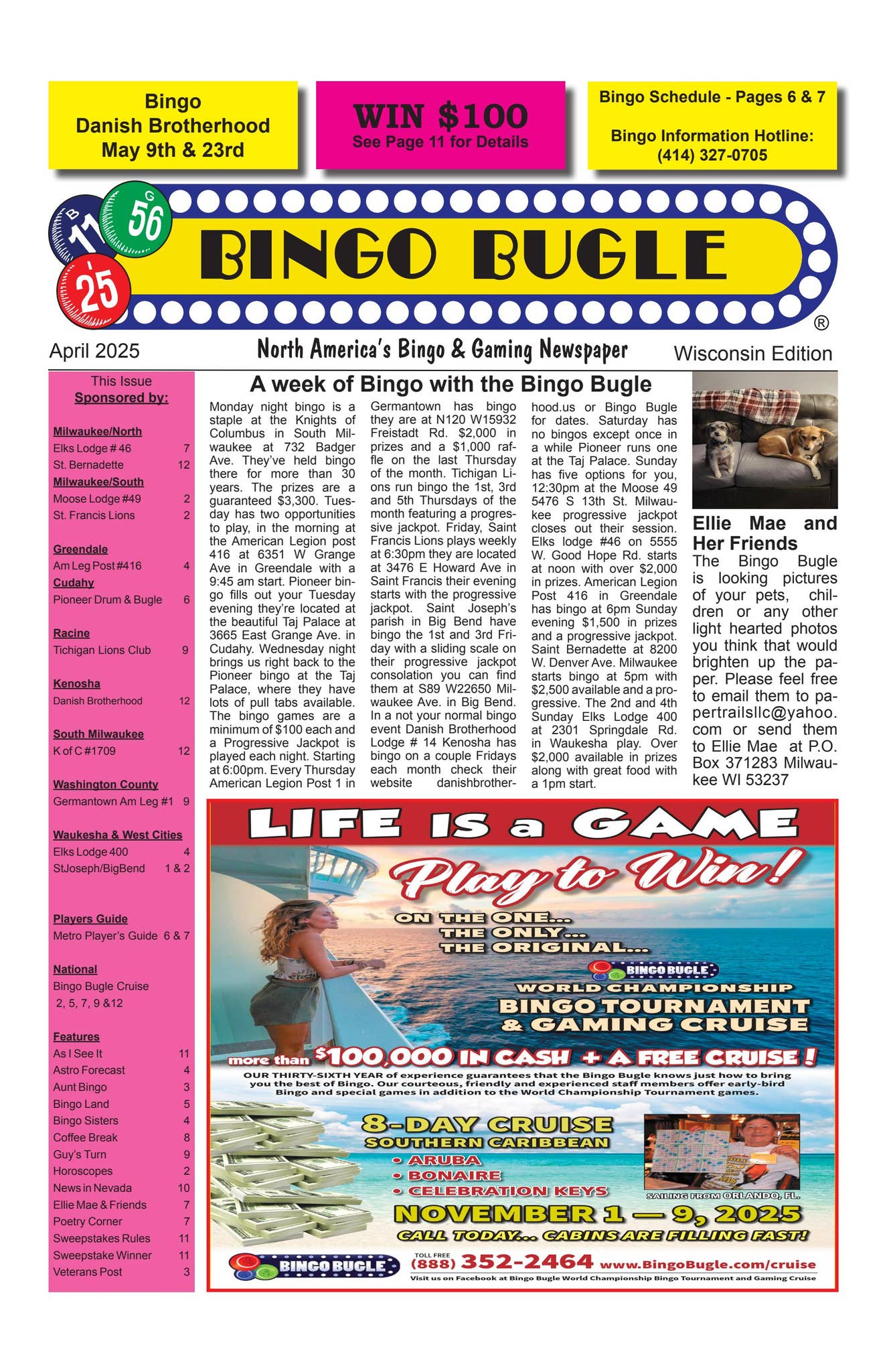 April 2025 Wisconsin Bingo Bugle 12 pages by Bingo Bugle of Wisconsin ...