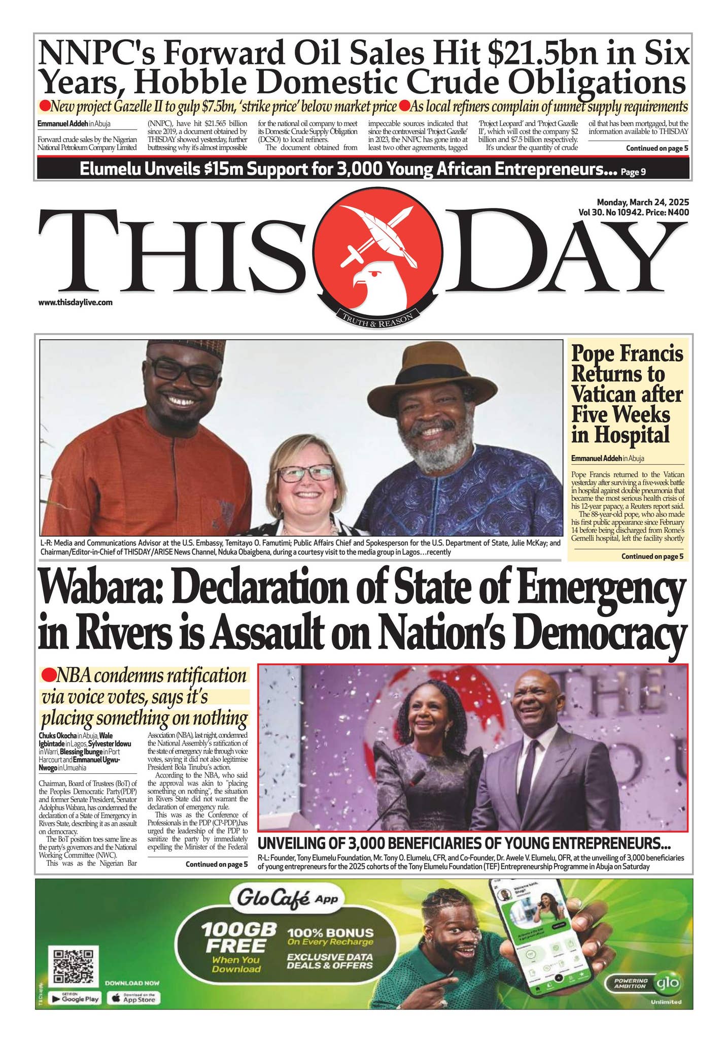 MONDAY 24TH MARCH 2025 by THISDAY Newspapers Ltd - Issuu