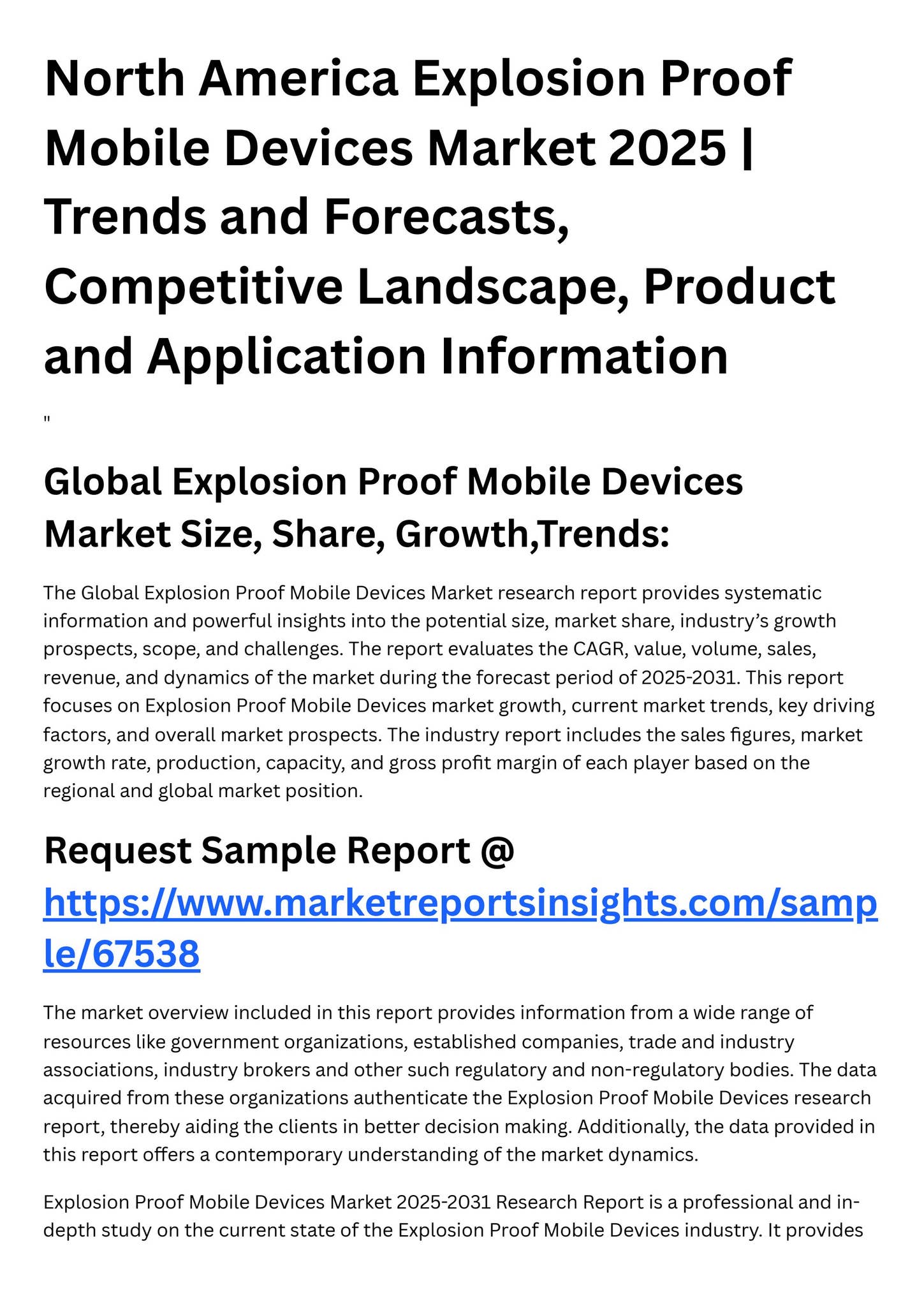 North America Explosion Proof Mobile Devices Market 2025 Trends and ...