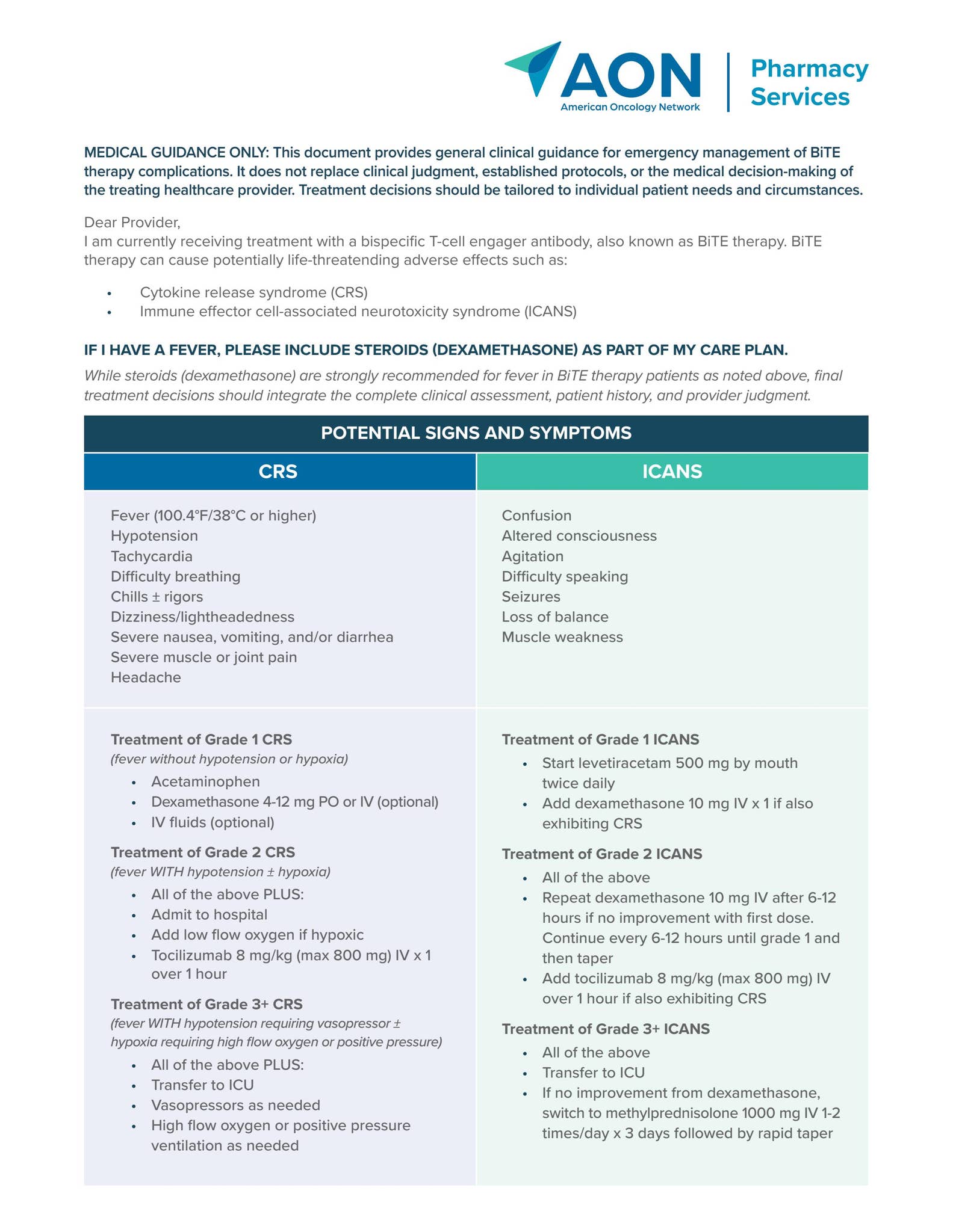 BITE Therapy - Adverse Side Effects Information by American Oncology ...