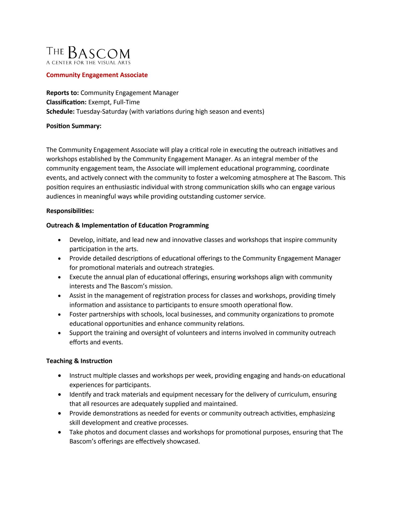 Community Engagement Associate Job Description 2025 (1) by ...