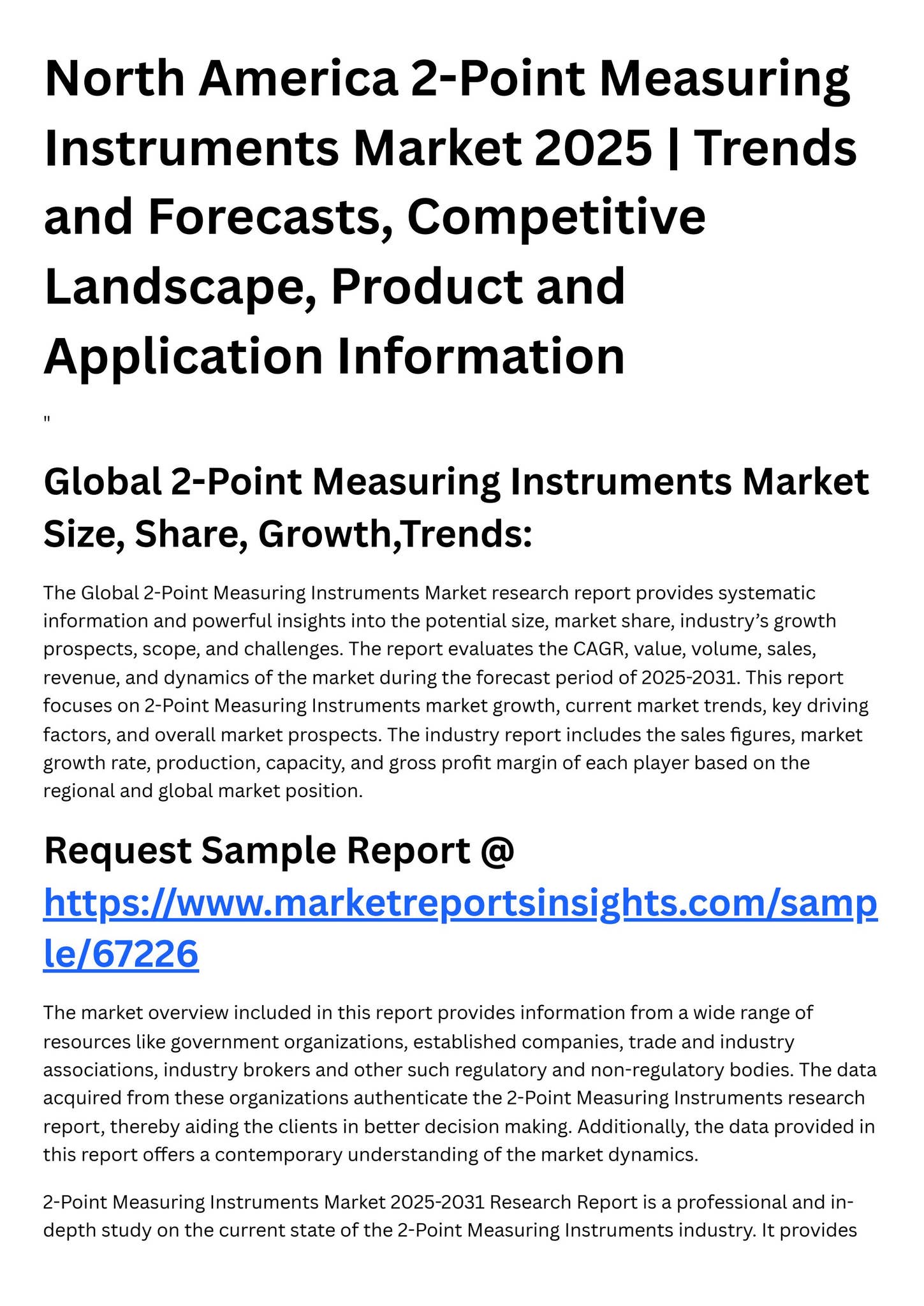 North America 2-Point Measuring Instruments Market 2025 Trends and ...