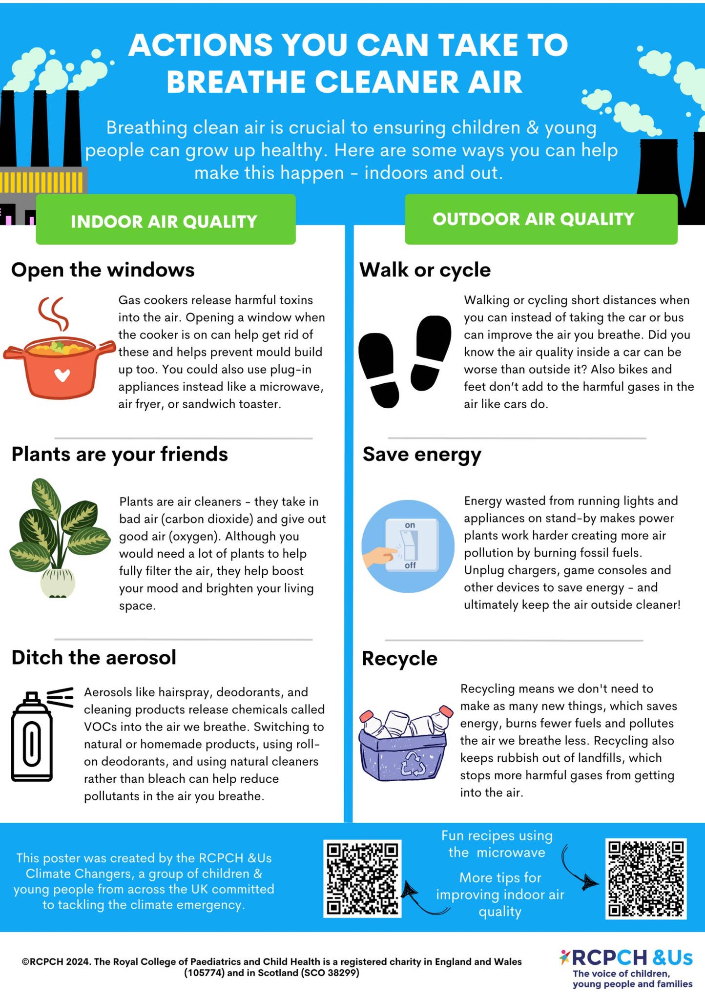 Actions you can take to breathe cleaner air - RCPCH &Us poster by Royal ...