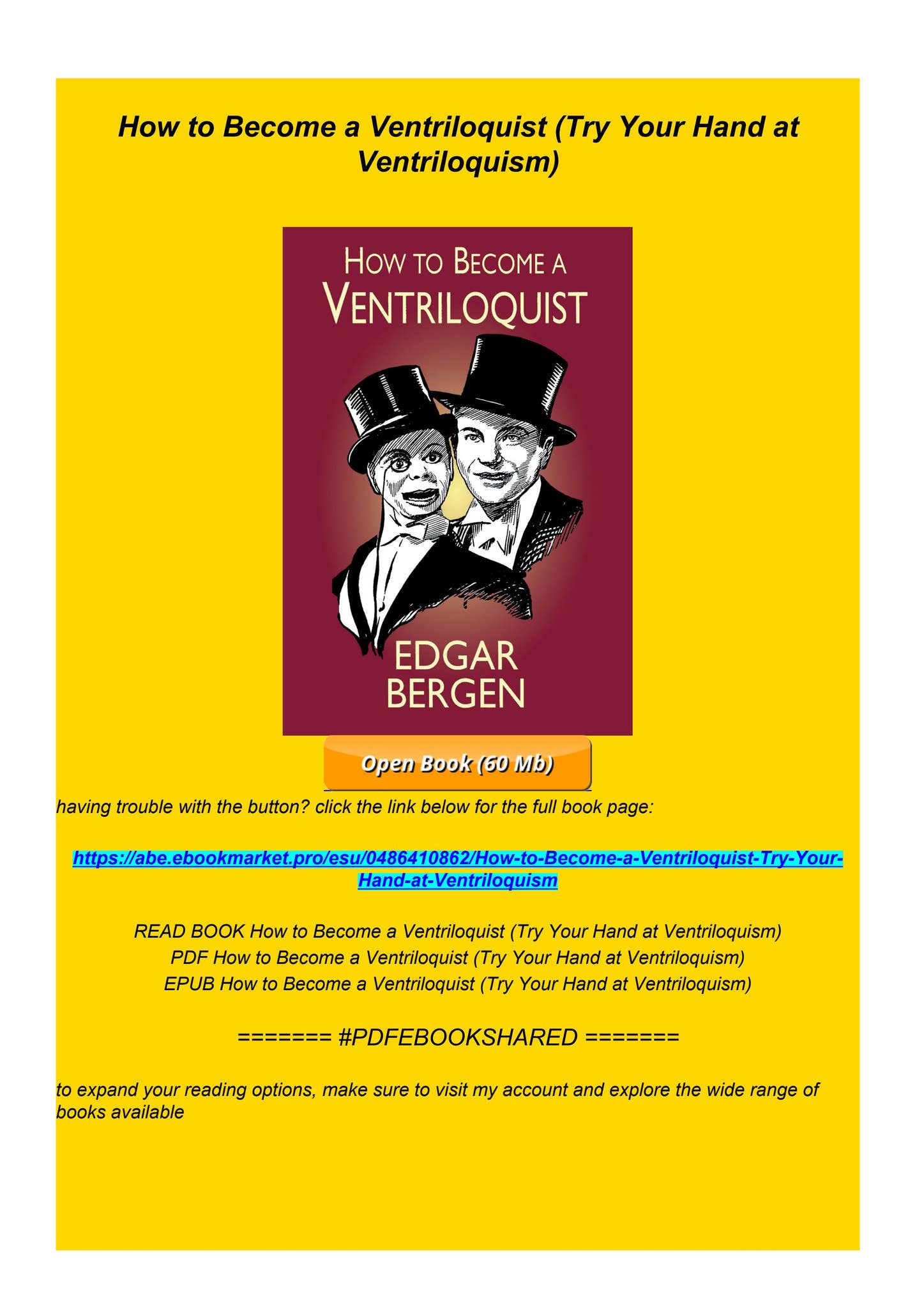 (PDF) How to Become a Ventriloquist (Try Your Hand at Ventriloquism) by janelletaekacosta - Issuu