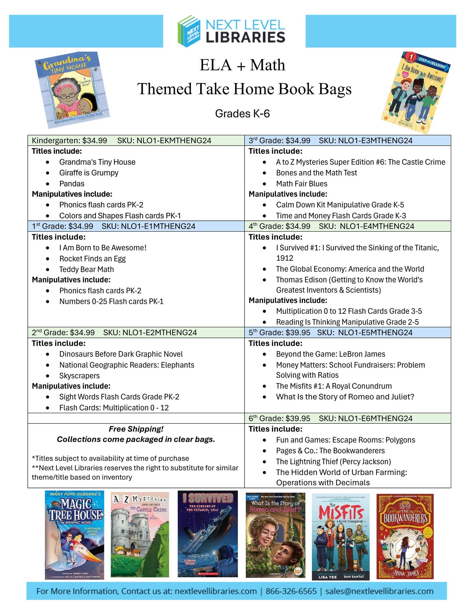 2025 English and Math themed take home book bags flyer by ...
