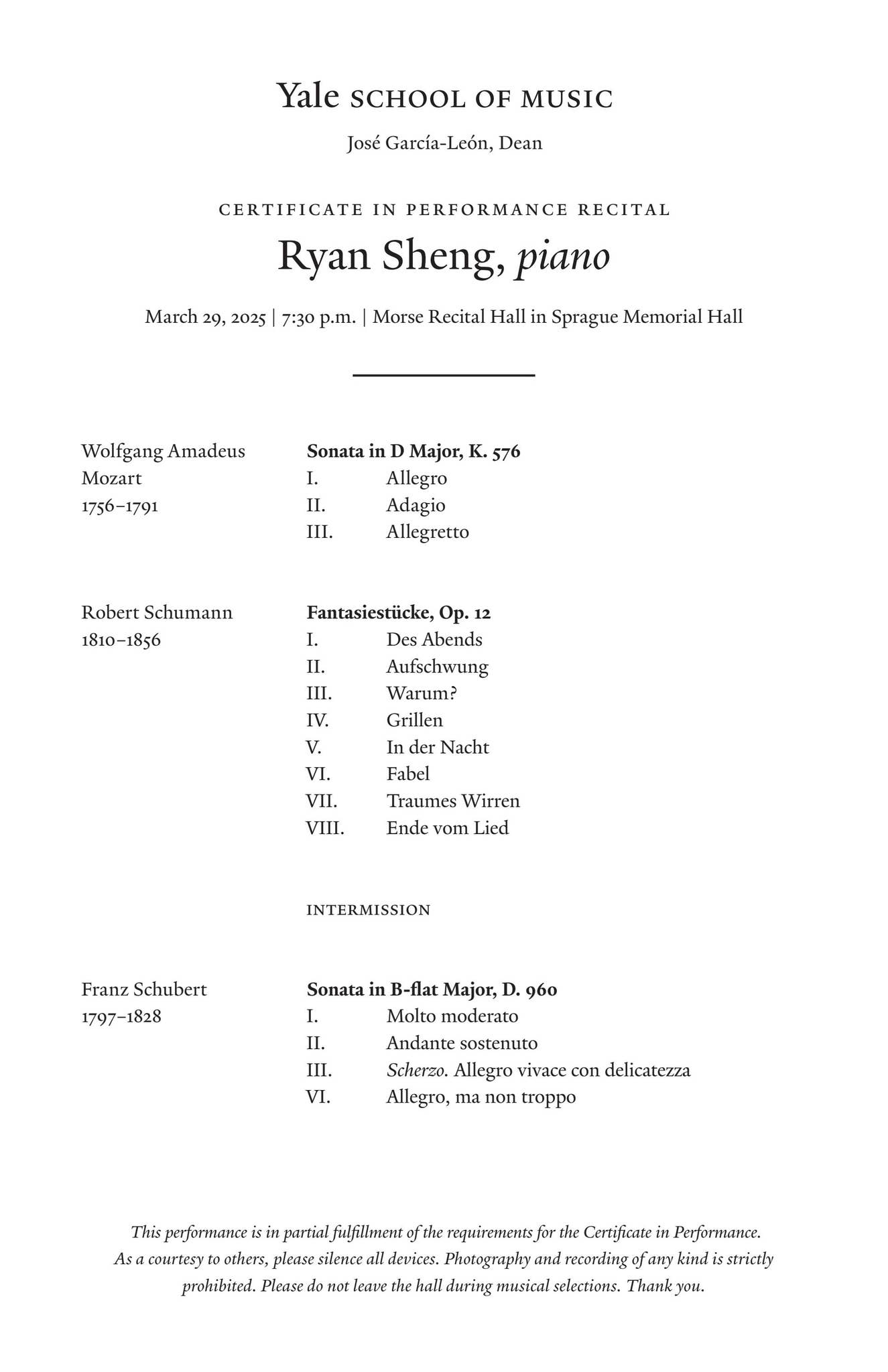 Ryan Sheng, piano - Saturday, March 29, 2025 by Yale School of Music ...