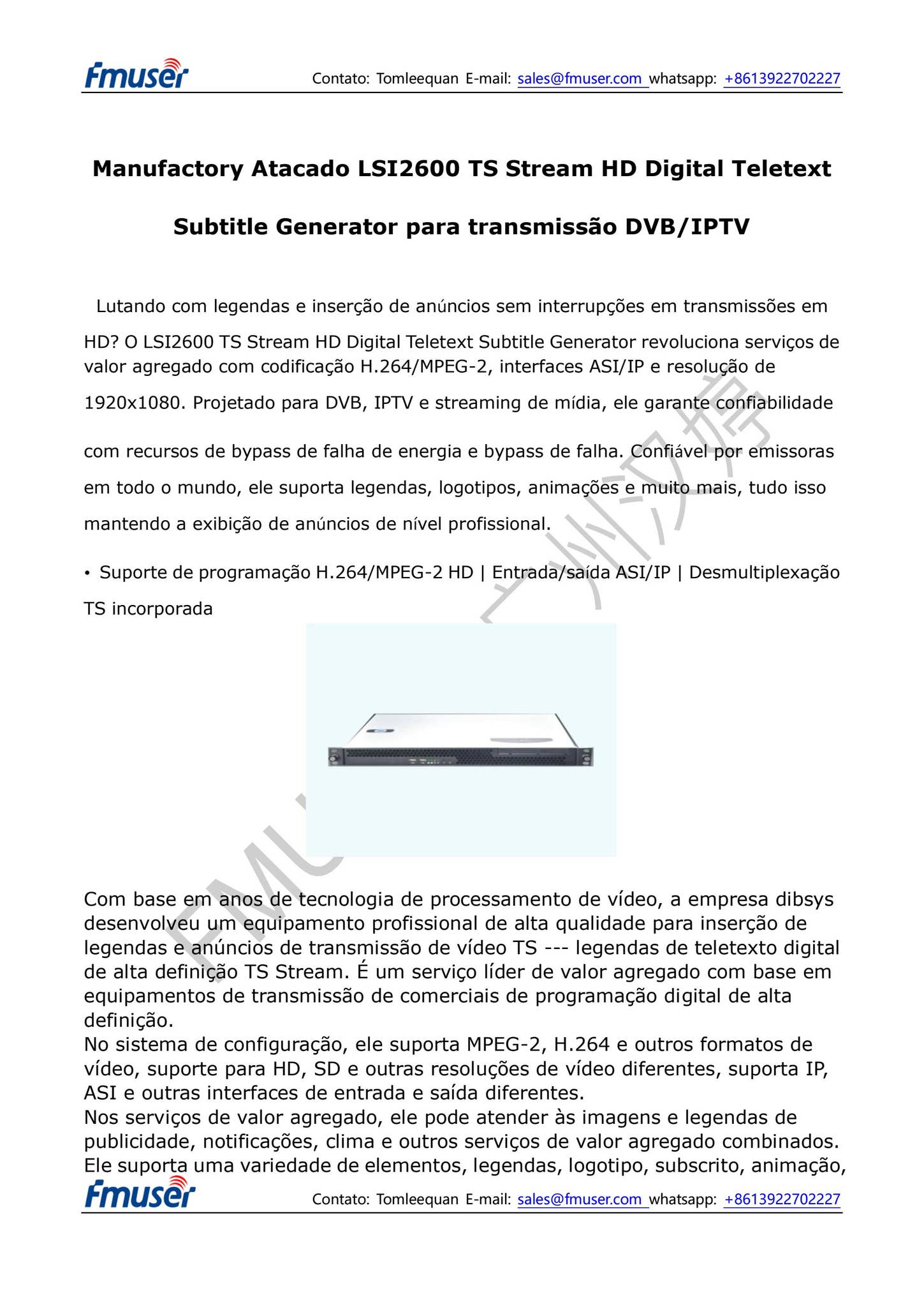 Manufactory Atacado LSI2600 TS Stream HD Digital Teletext Subtitle Generator para transmissão ...