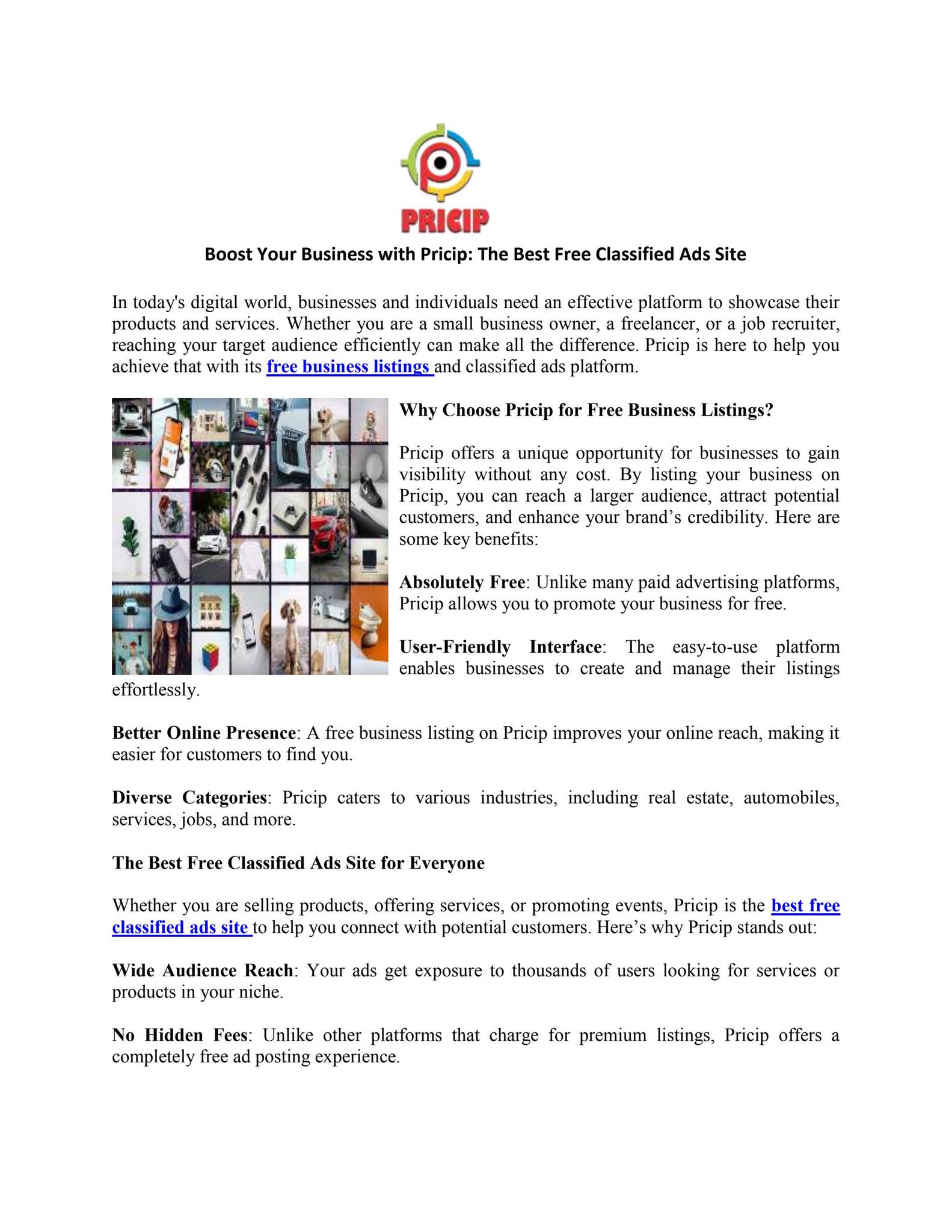 Boost Your Business with Pricip The Best Free Classified Ads Site by ...