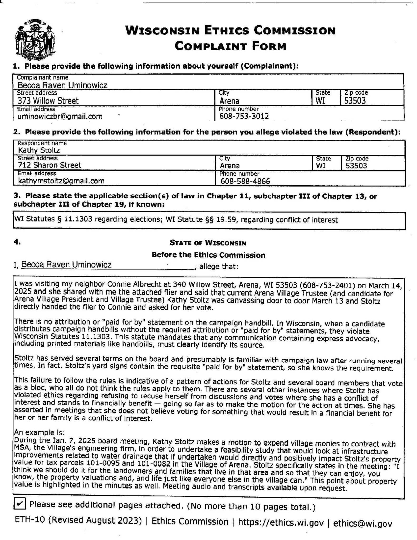 ETH-10 Complaint-Kathy Stoltz by Valley Sentinel - Issuu