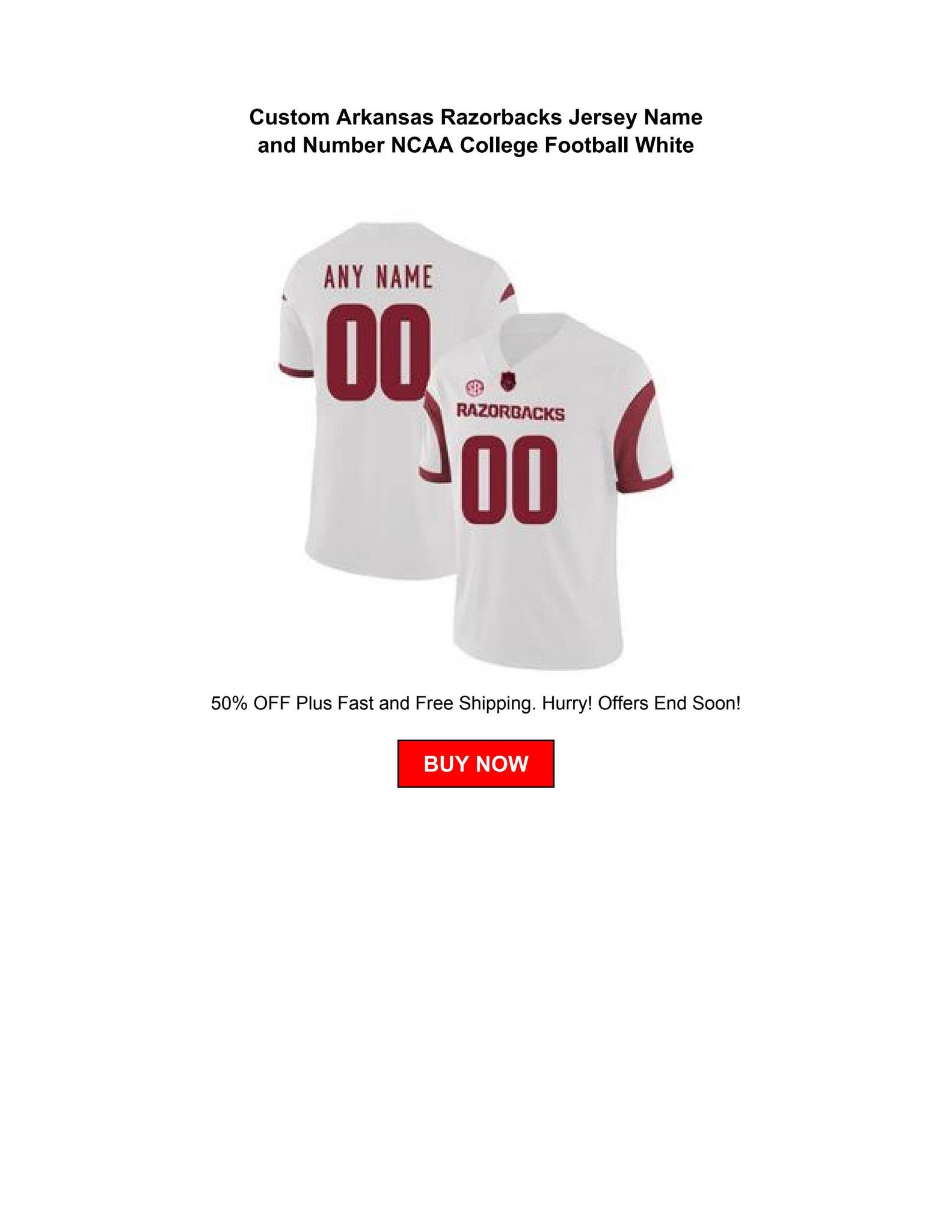 Custom Arkansas Razorbacks Jersey Name and Number NCAA College Football ...