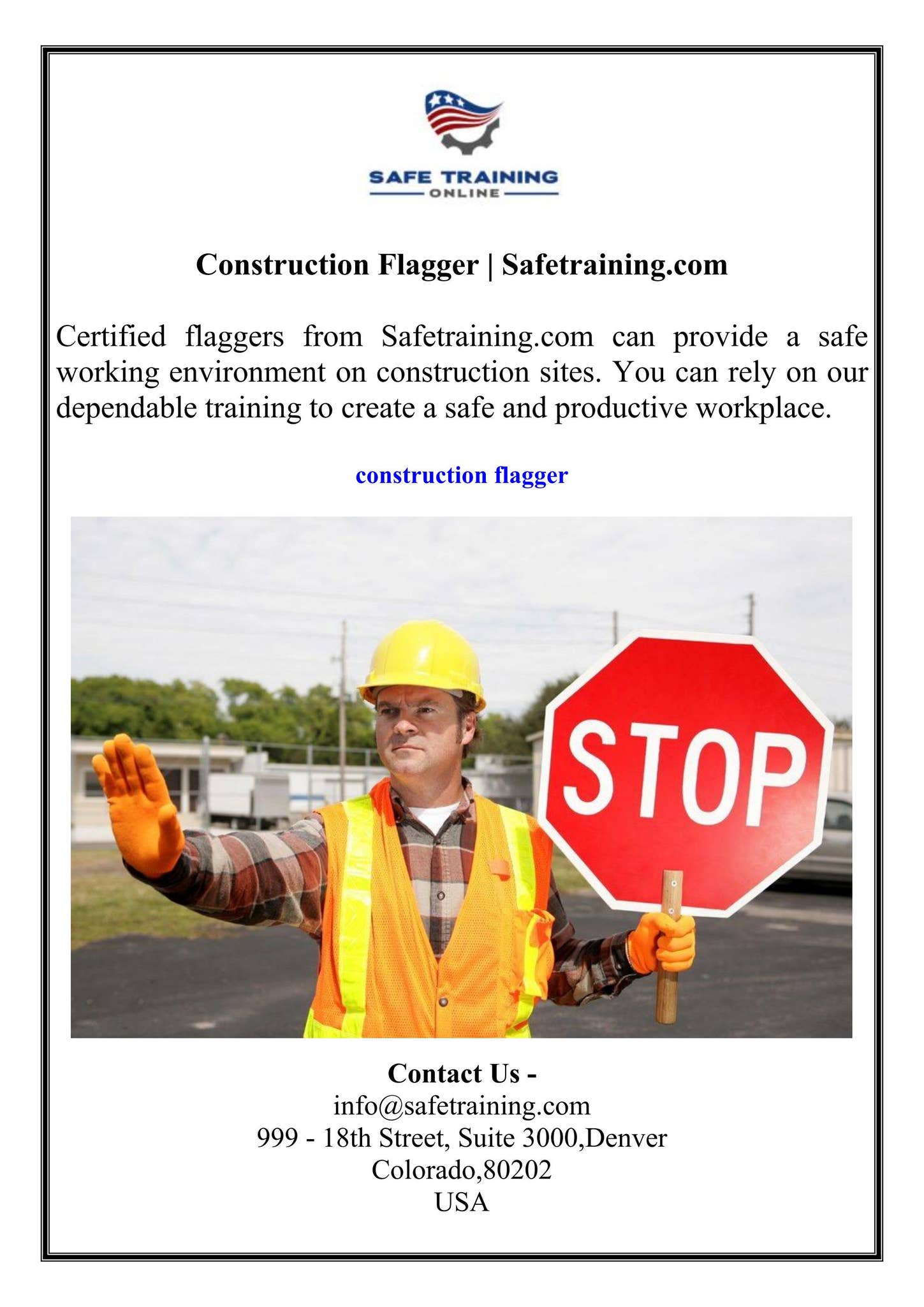 Construction Flagger Safetraining.com by SAFE Training North America ...