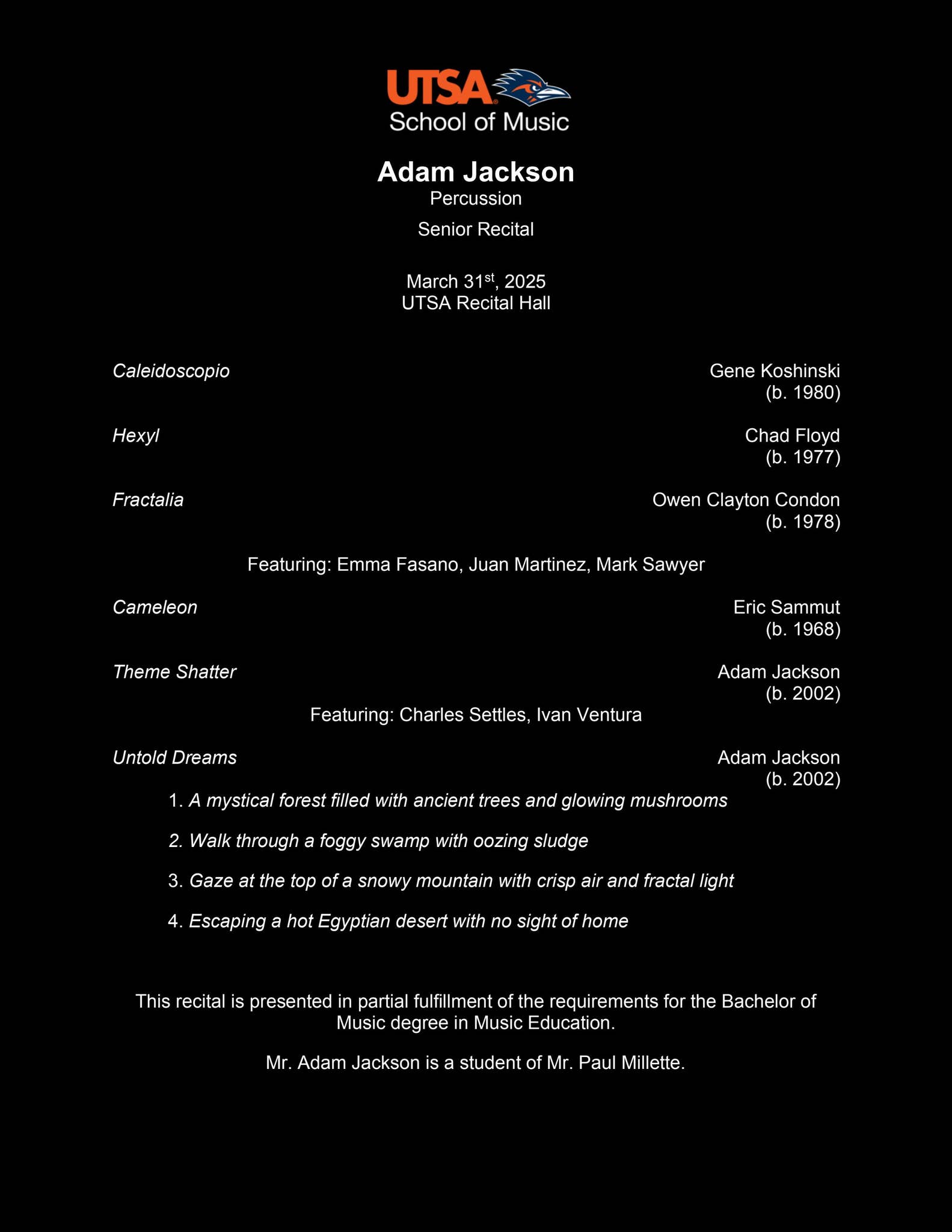 AdamJackson Senior Recital Program by UTSA School of Music - Issuu