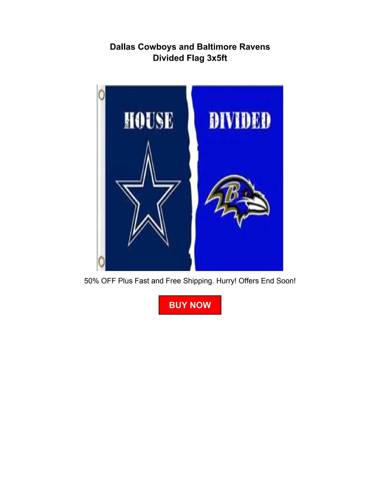 Dallas Cowboys and Baltimore Ravens Divided Flag 3x5ft by ...