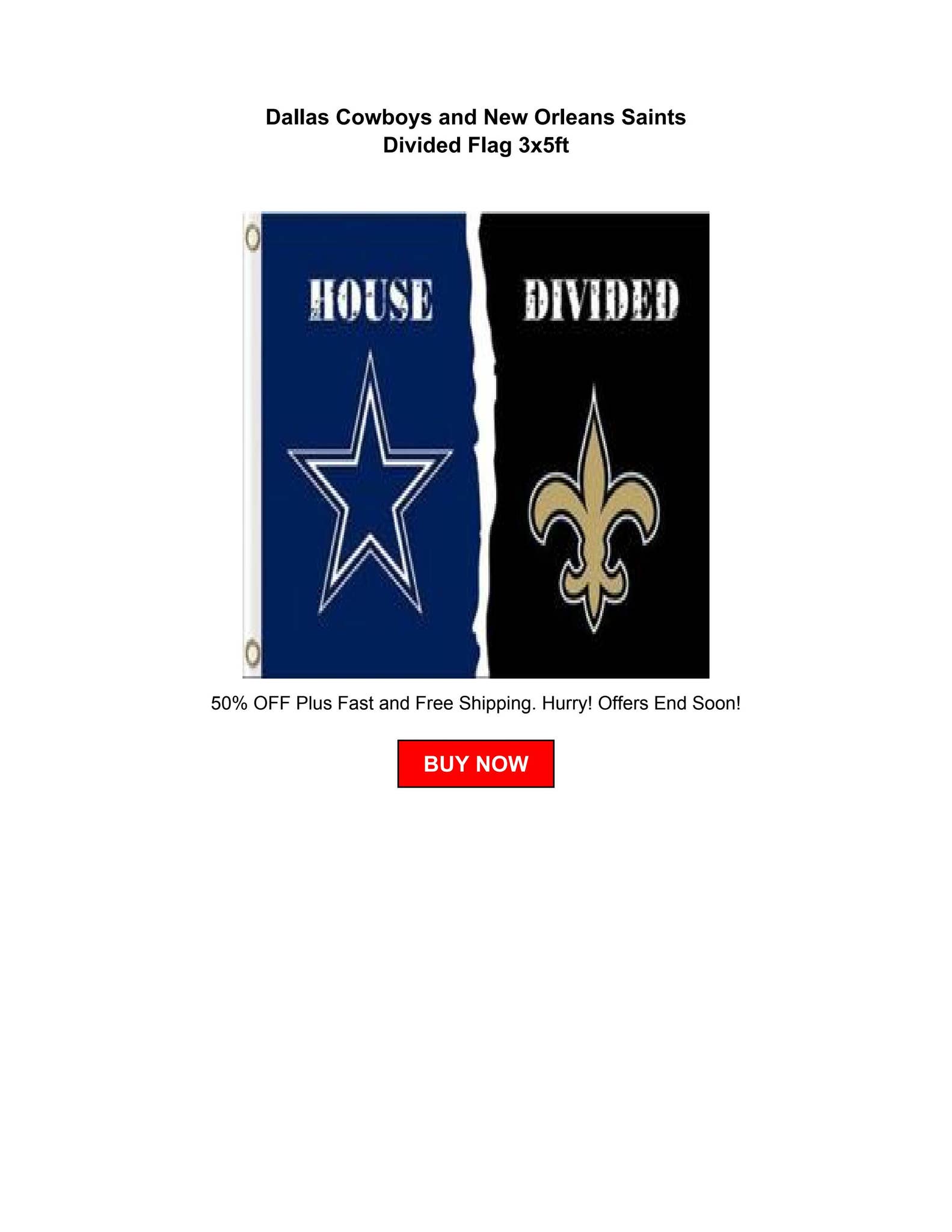 Dallas Cowboys and New Orleans Saints Divided Flag 3x5ft by ...