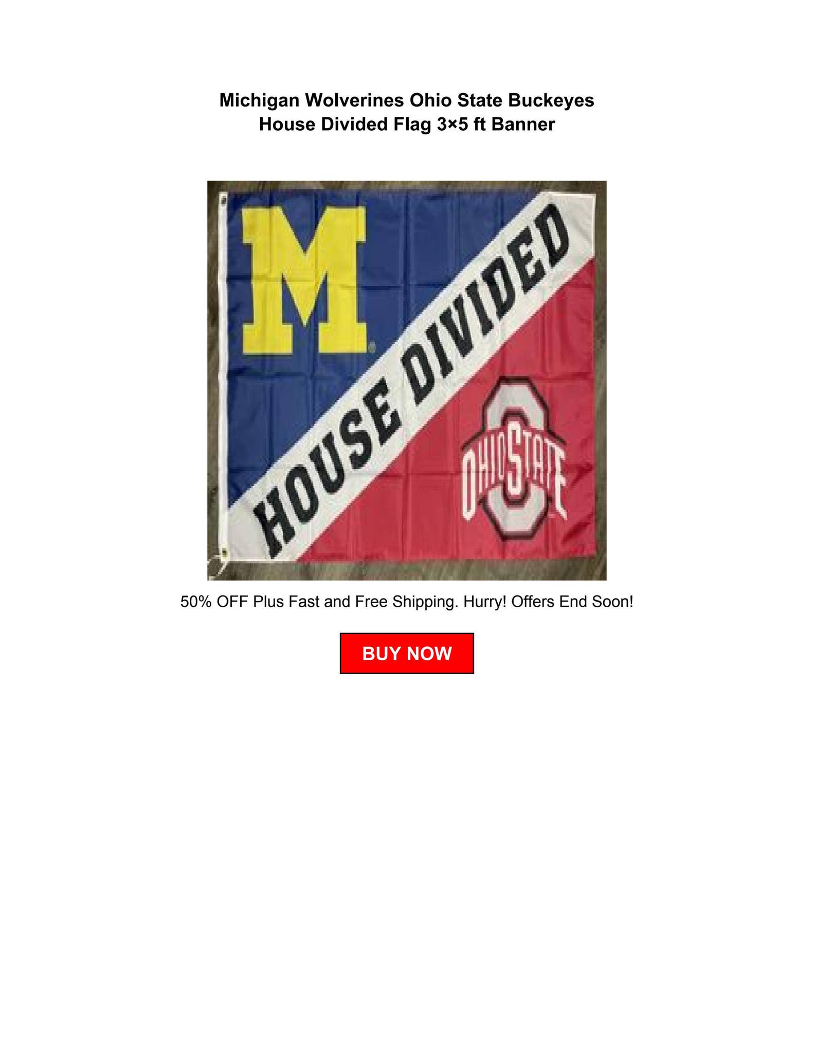 Michigan Wolverines Ohio State Buckeyes House Divided Flag 3×5 ft ...