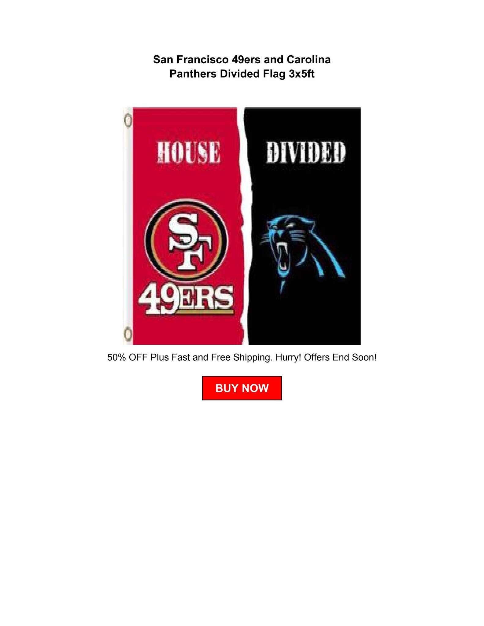 San Francisco 49ers and Carolina Panthers Divided Flag 3x5ft by ...