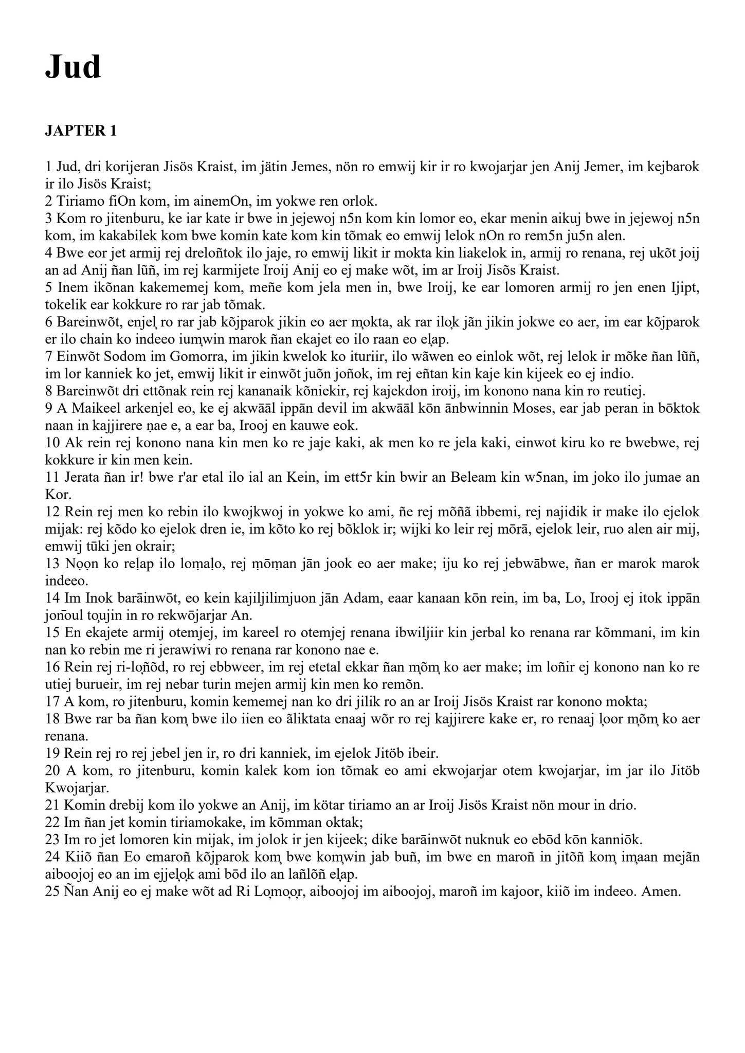 Marshallese - The Book of Jude by Filipino Tracts and Literature ...