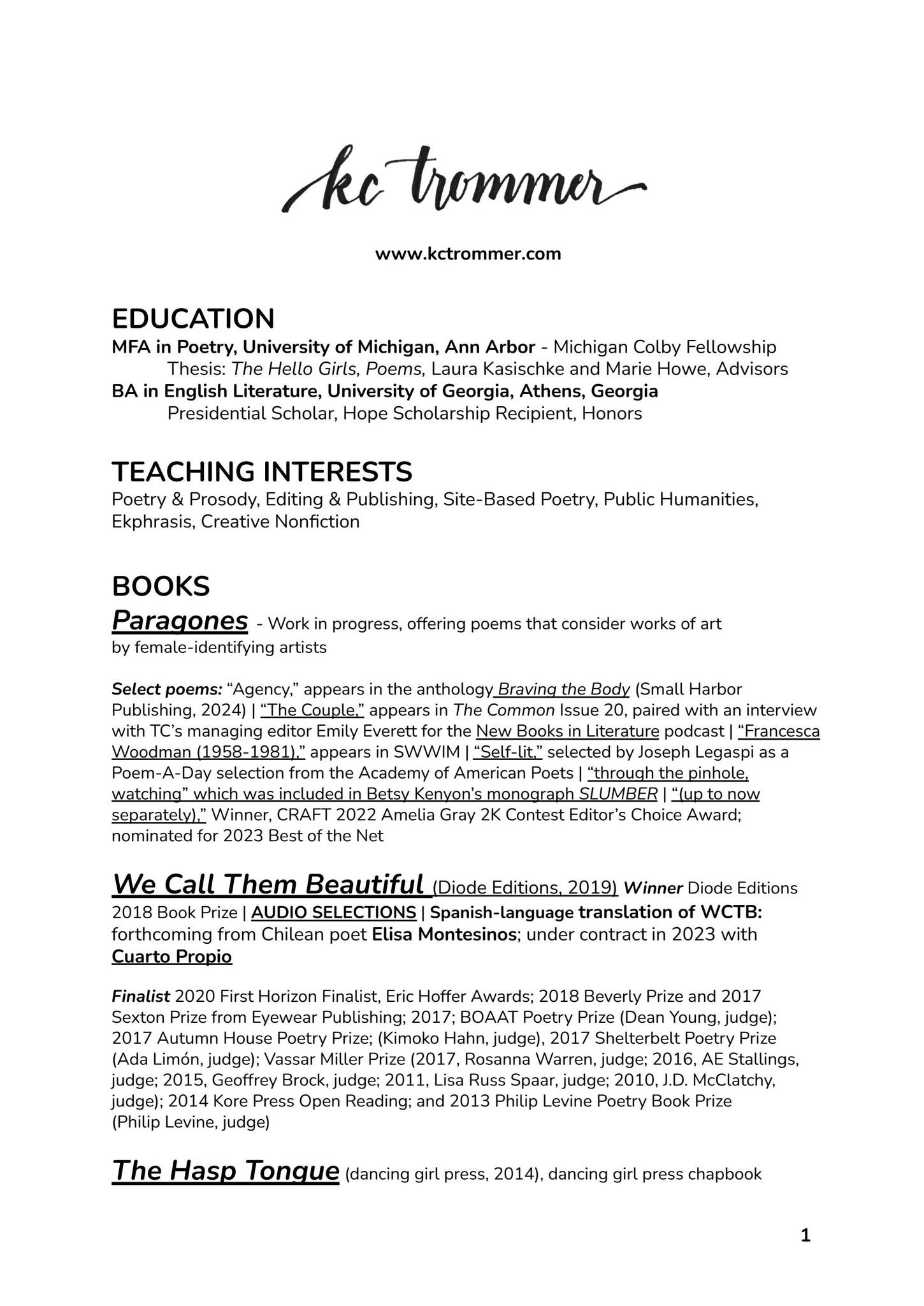 KC Trommer Artist CV 2025 by KC Trommer - Issuu