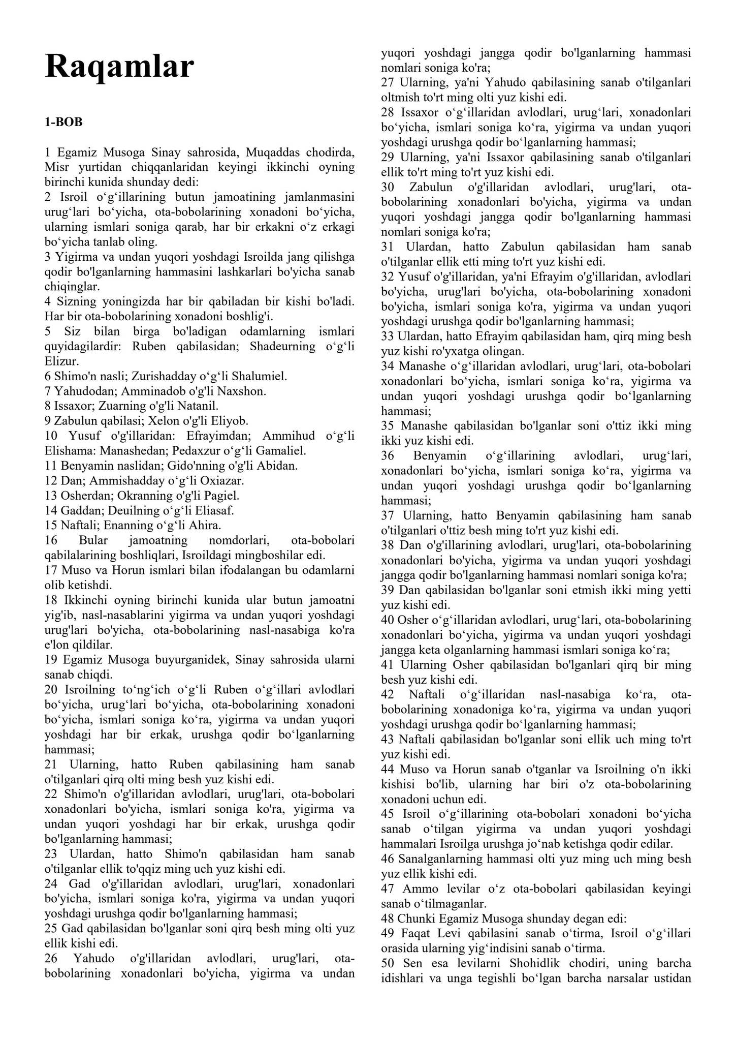 Uzbek - The Book of Numbers by Filipino Tracts and Literature Society ...