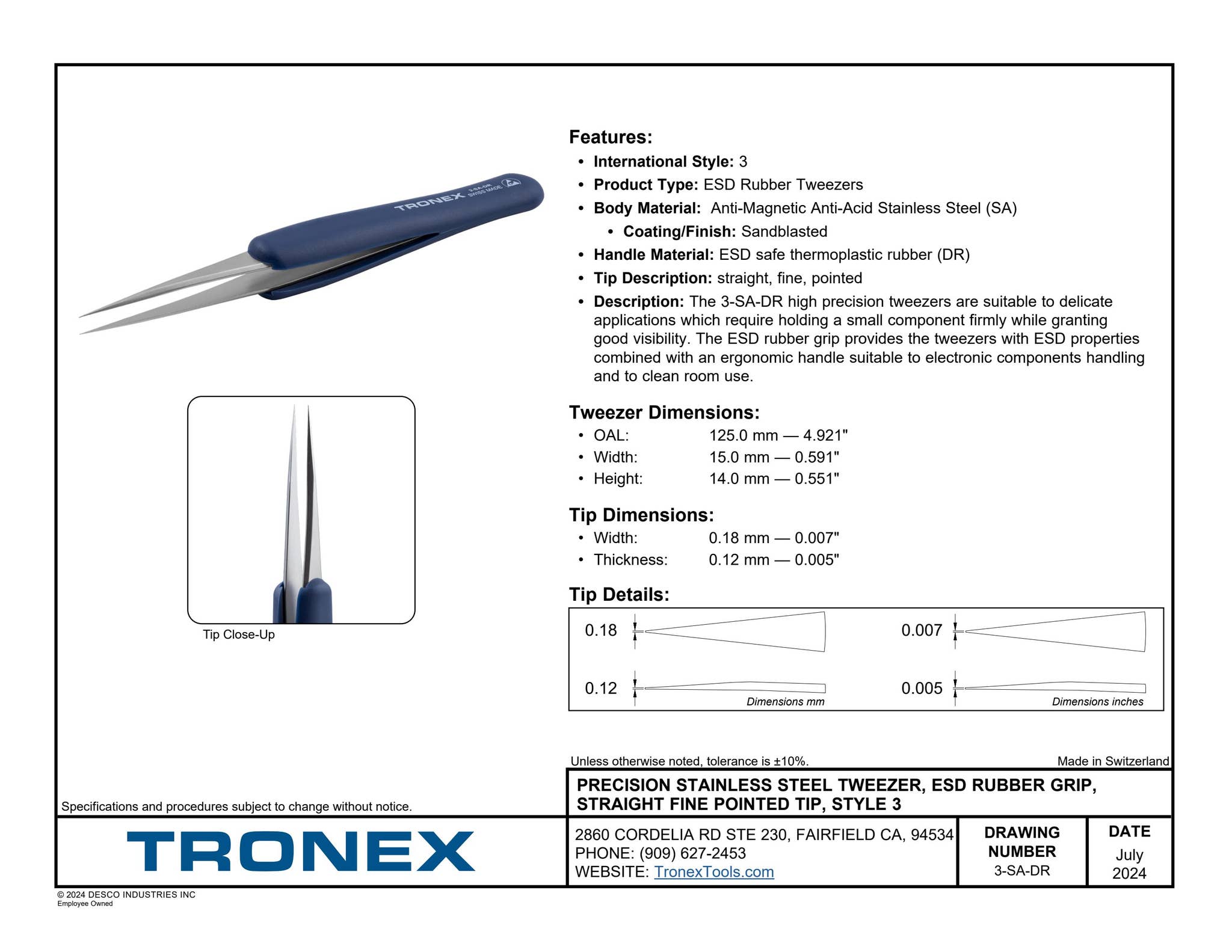 Tweezers - Tronex 3 SS ESD Rubber Grip Straight Fine Pointed Tip by Curt Fargo - Issuu
