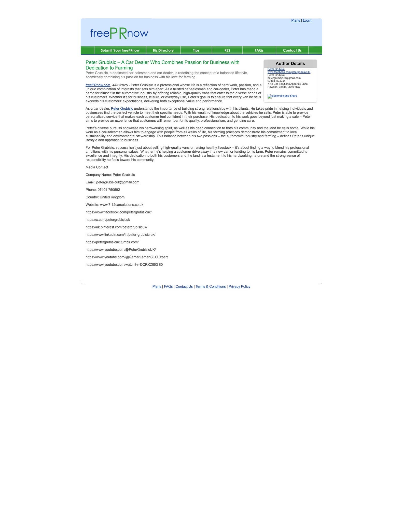 Peter Grubisic – Car Salesman and Dedicated Farmer by Peter Grubisic - Issuu