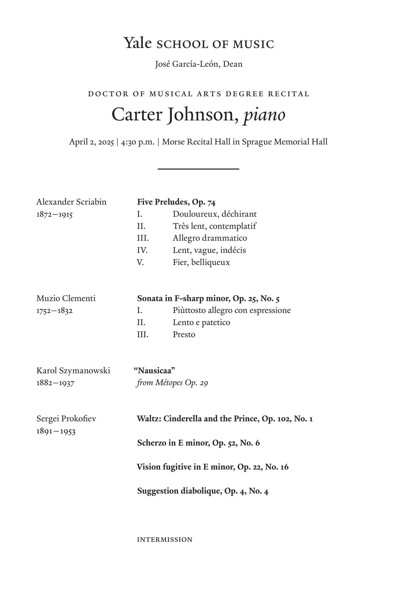 Carter Johnson, piano - Wednesday, April 2, 2025 by Yale School of ...