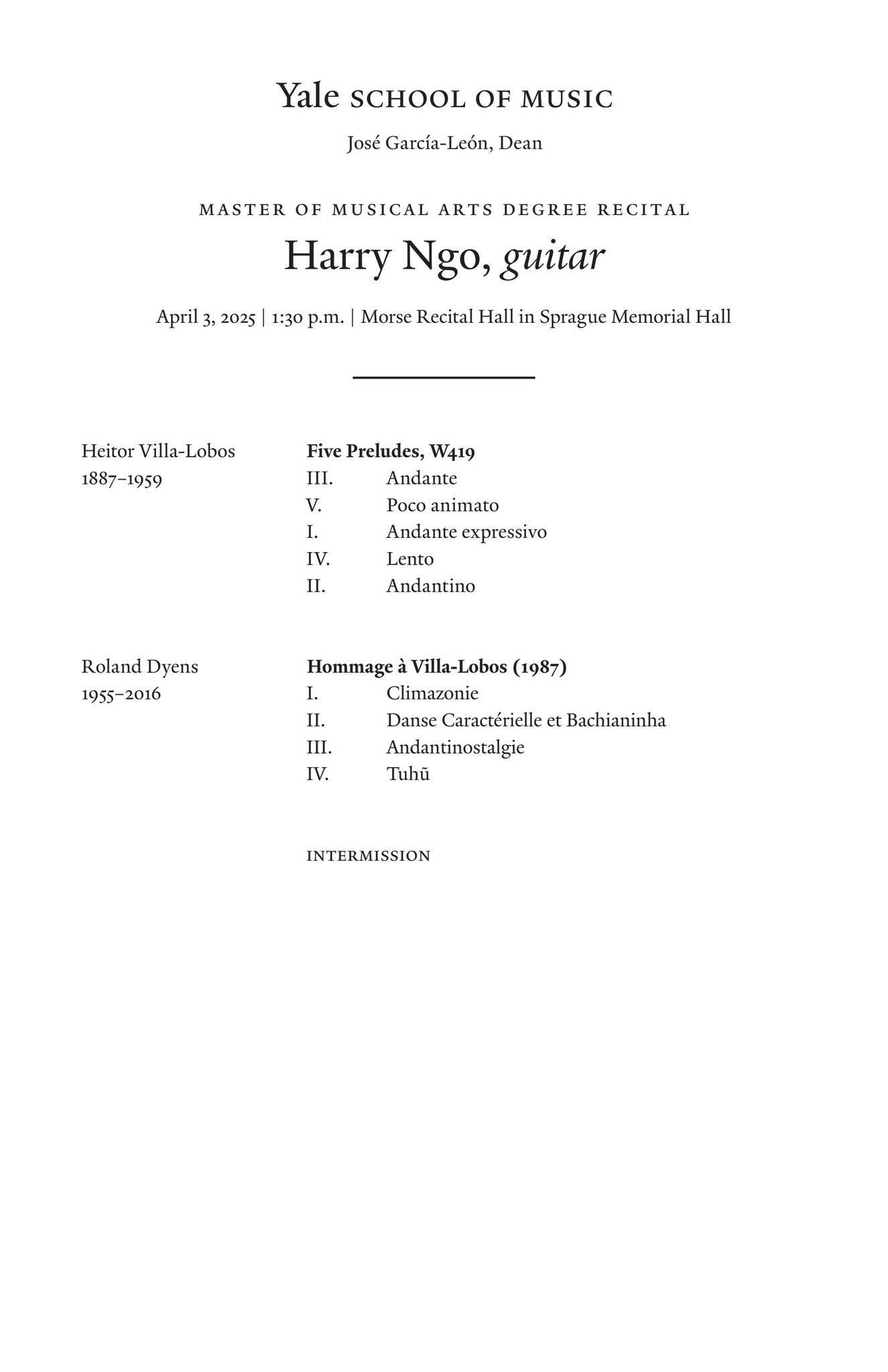 Harry Ngo, guitar - Thursday, April 3, 2025 by Yale School of Music - Issuu