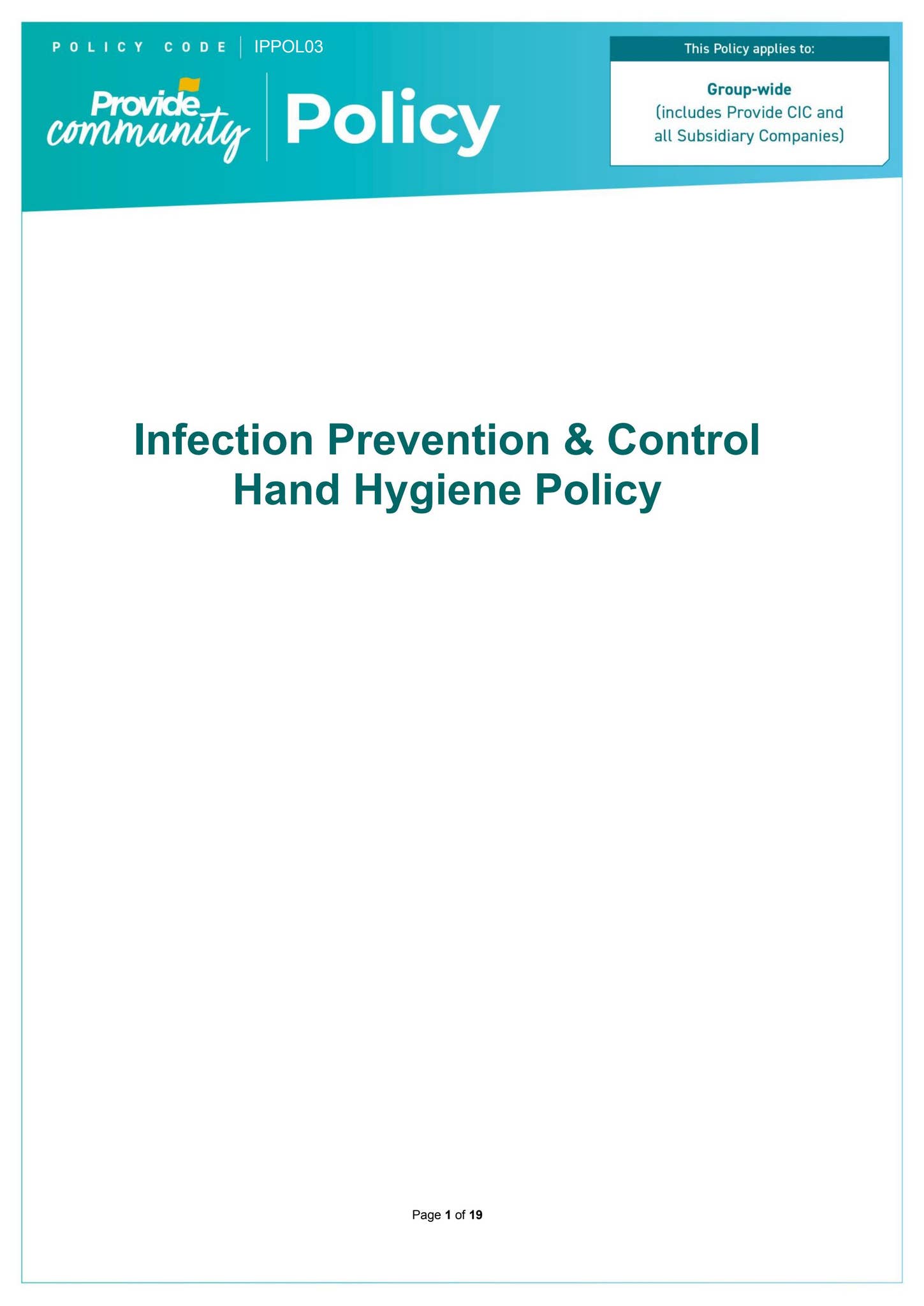 IPPOL03 Infection Prevention & Control Hand Hygiene Policy v9 by ...