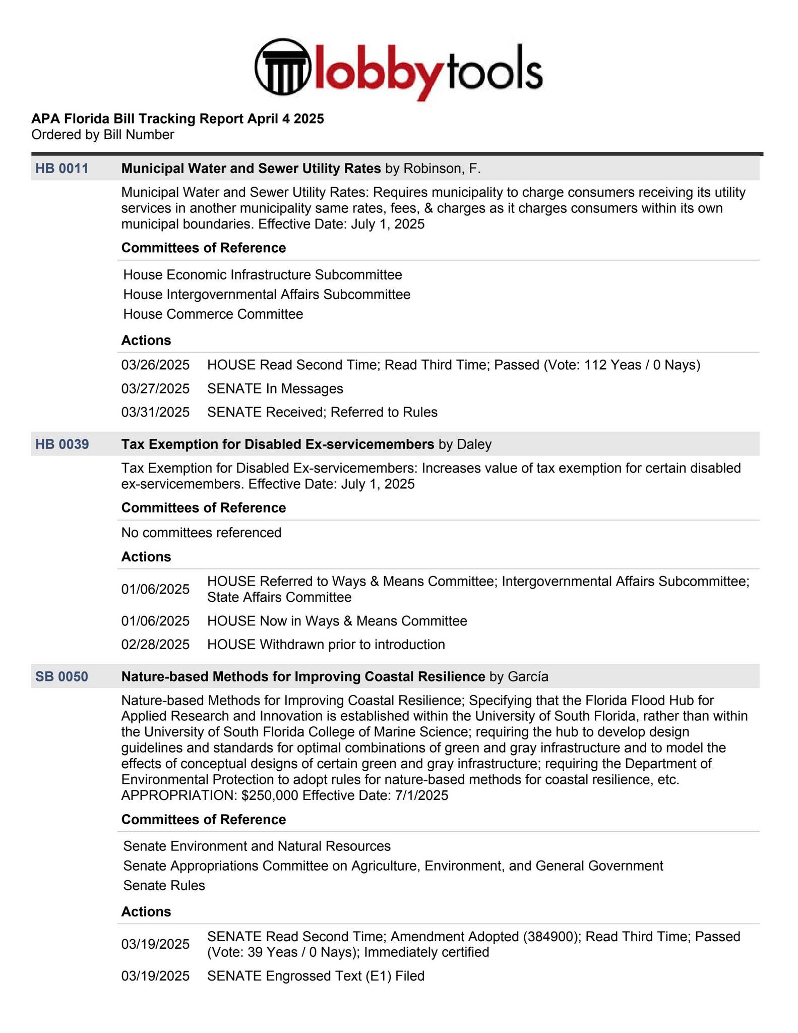 Bill Tracking Report | April 4, 2025 by APA Florida - Issuu