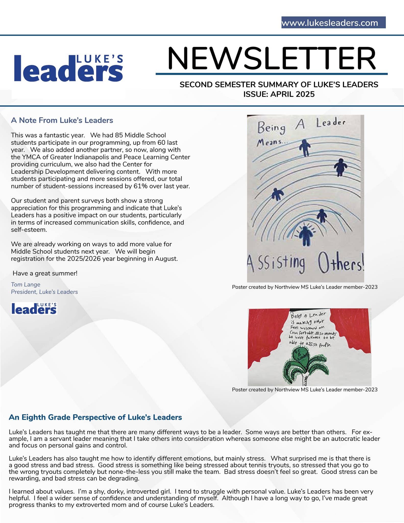 LL semester newsletter-April 2025 by lukesleaders - Issuu