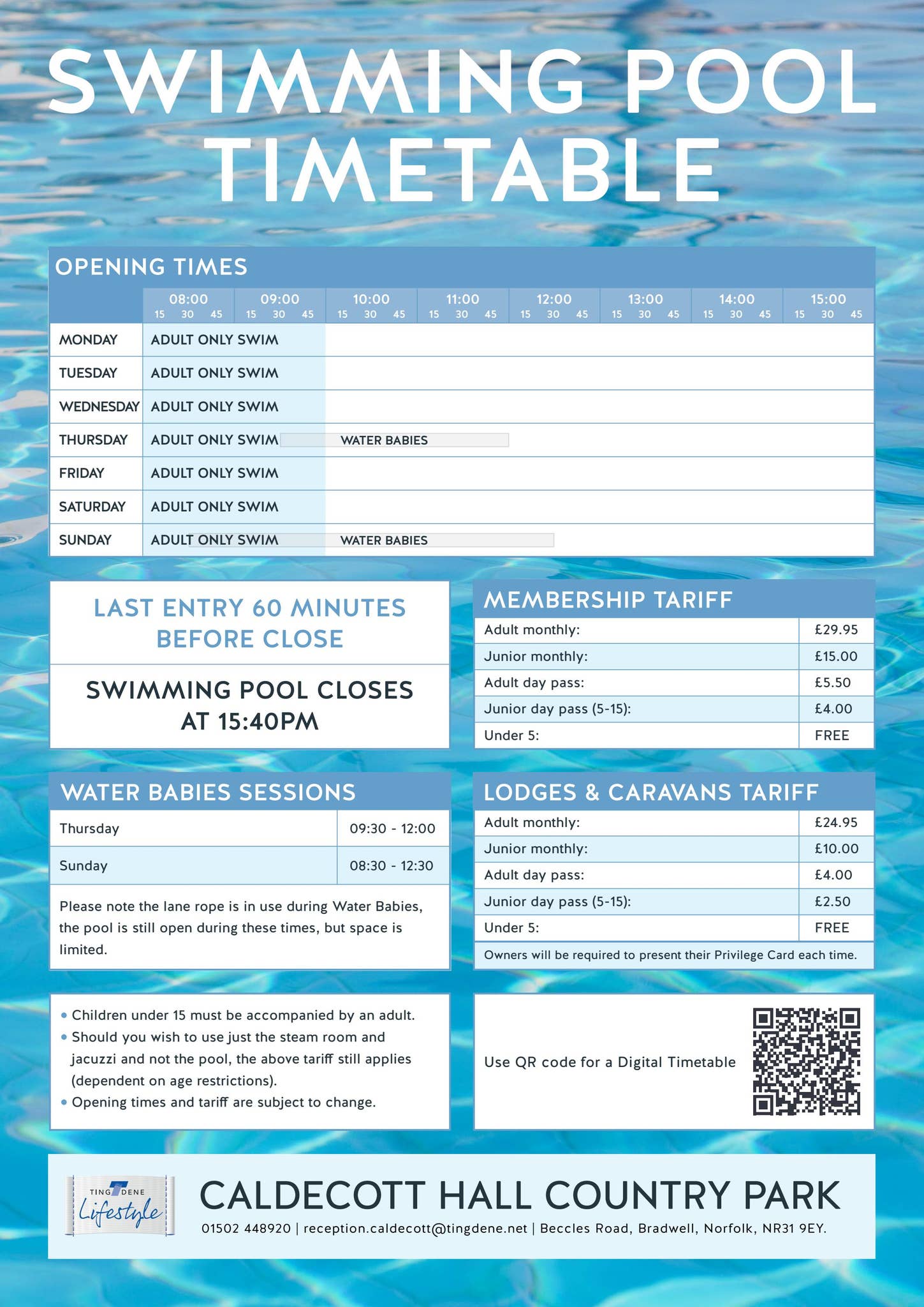 Tingdene Caldecott Hall Country Park Swimming Pool Timetable by ...