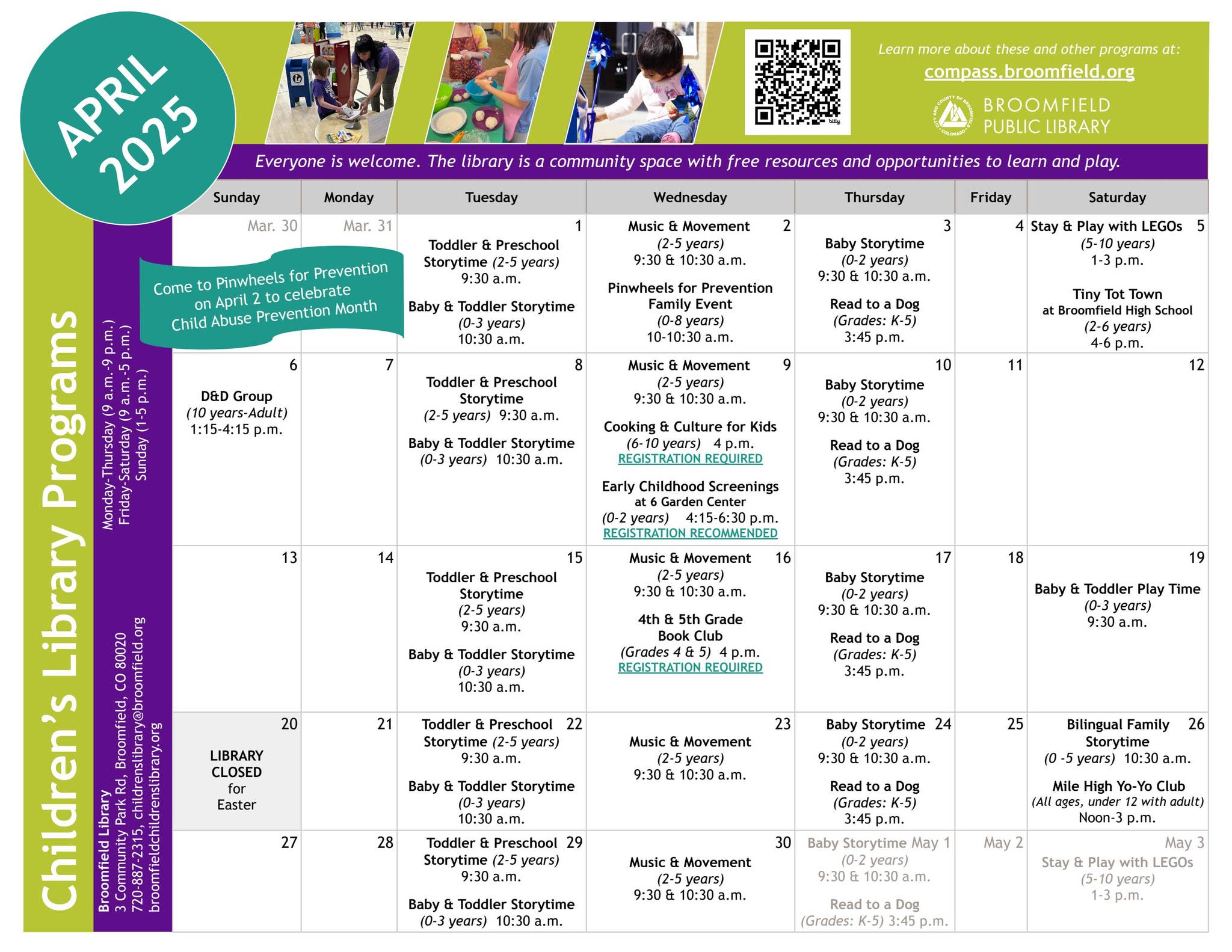 Broomfield Library Children's Program Calendar - April 2025 by City and ...