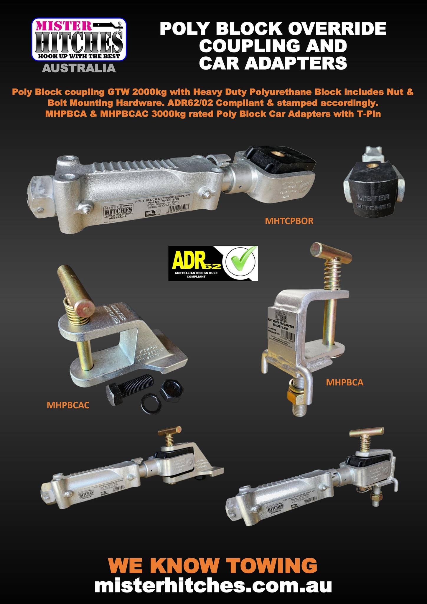 MISTER HITCHES AUSTRALIA - POLY BLOCK TRAILER COUPLING & CAR ADAPTERS ...