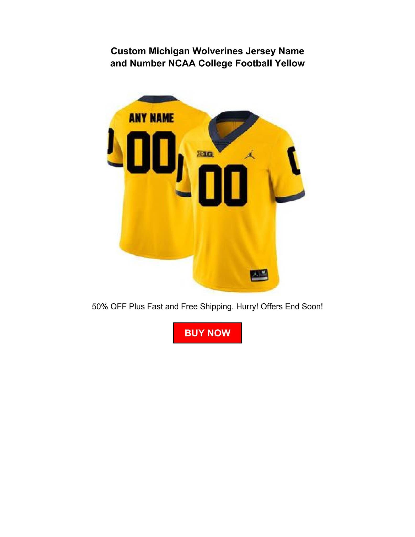 Custom Michigan Wolverines Jersey Name and Number NCAA College Football ...