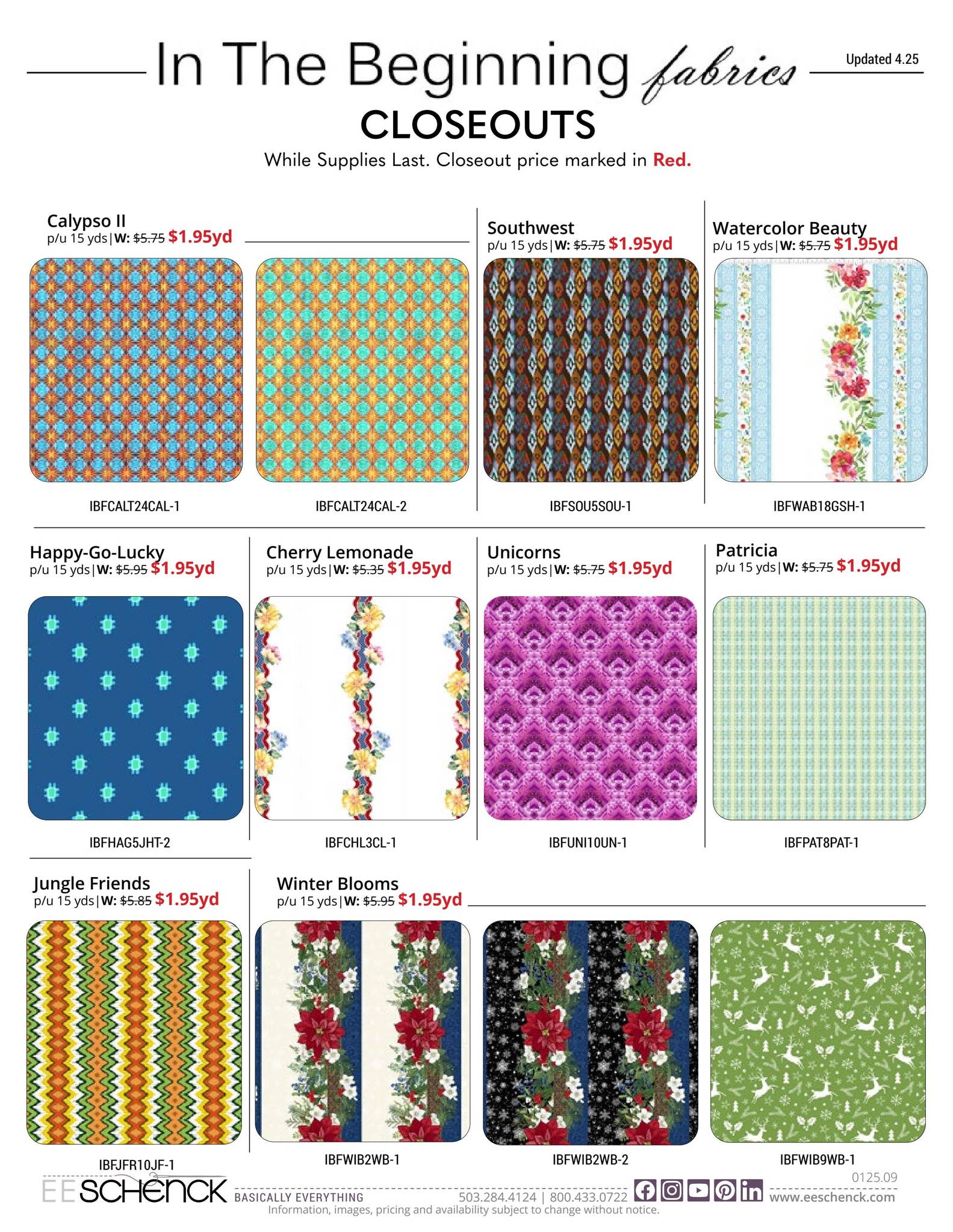 In The Beginning Fabric Closeouts! by EE Schenck Company - Issuu