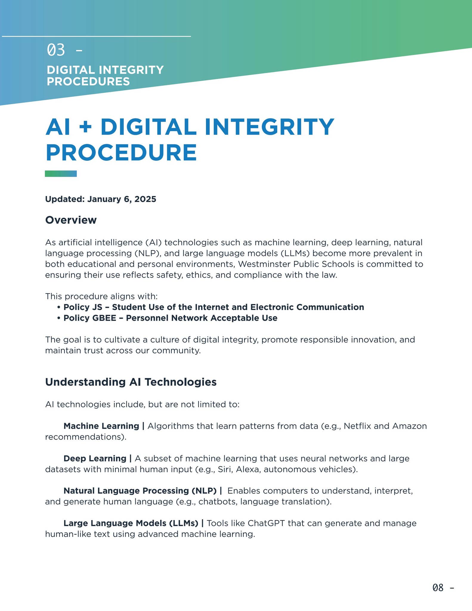 WPS Digital Integrity Procedures by Westminster Public Schools - Issuu