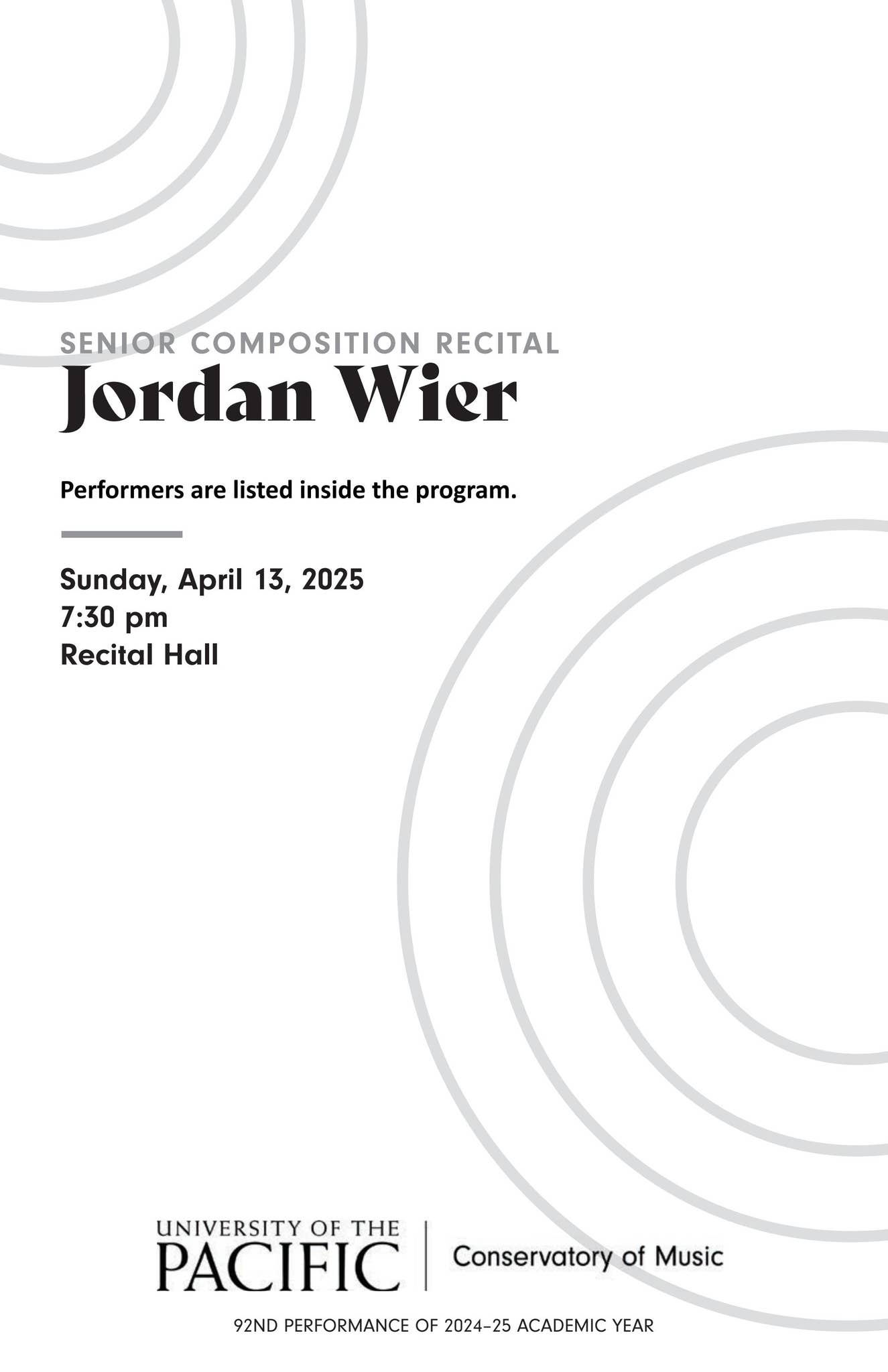 Senior Composition Recital, Jordan Wier by University of the Pacific ...