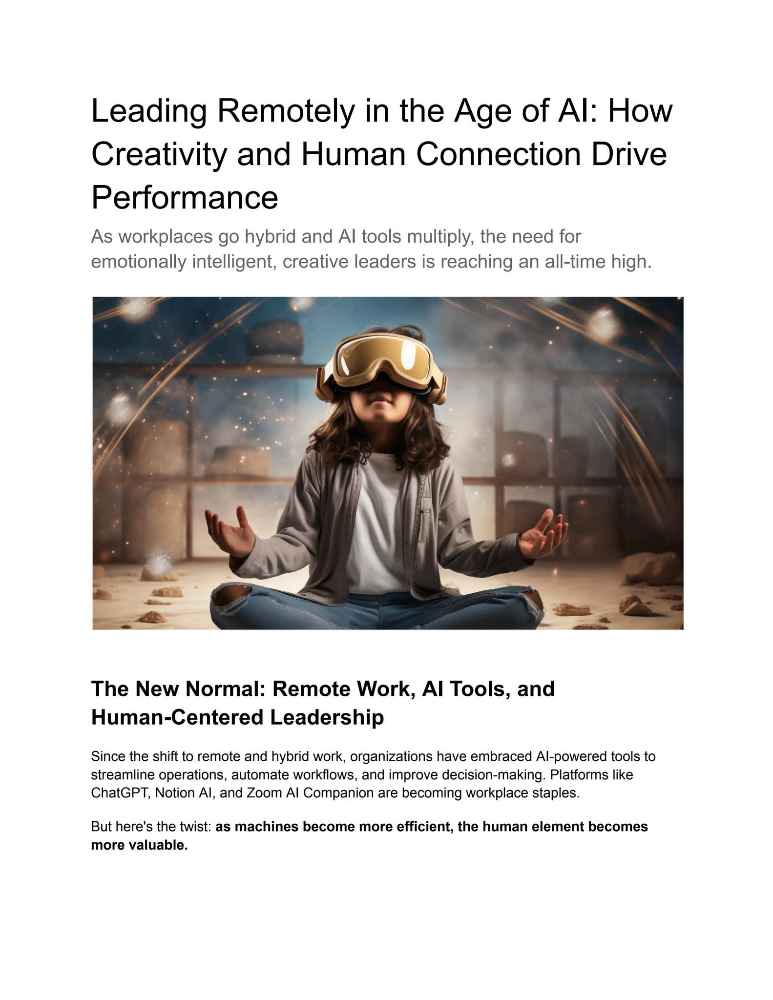 Leading Remotely in the Age of AI: How Creativity and Human Connection ...