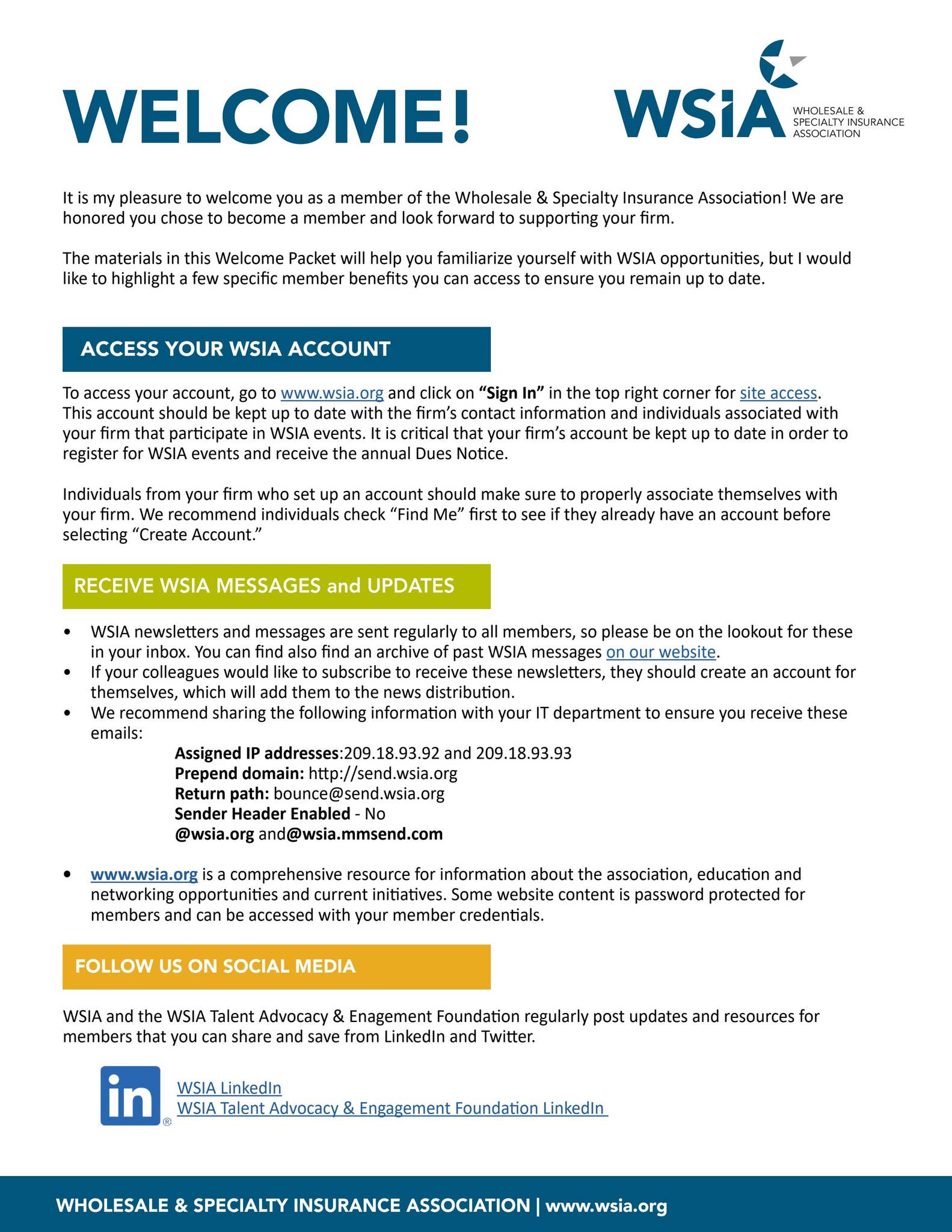 New_Member_Welcome by Wholesale & Specialty Insurance Association (WSIA ...