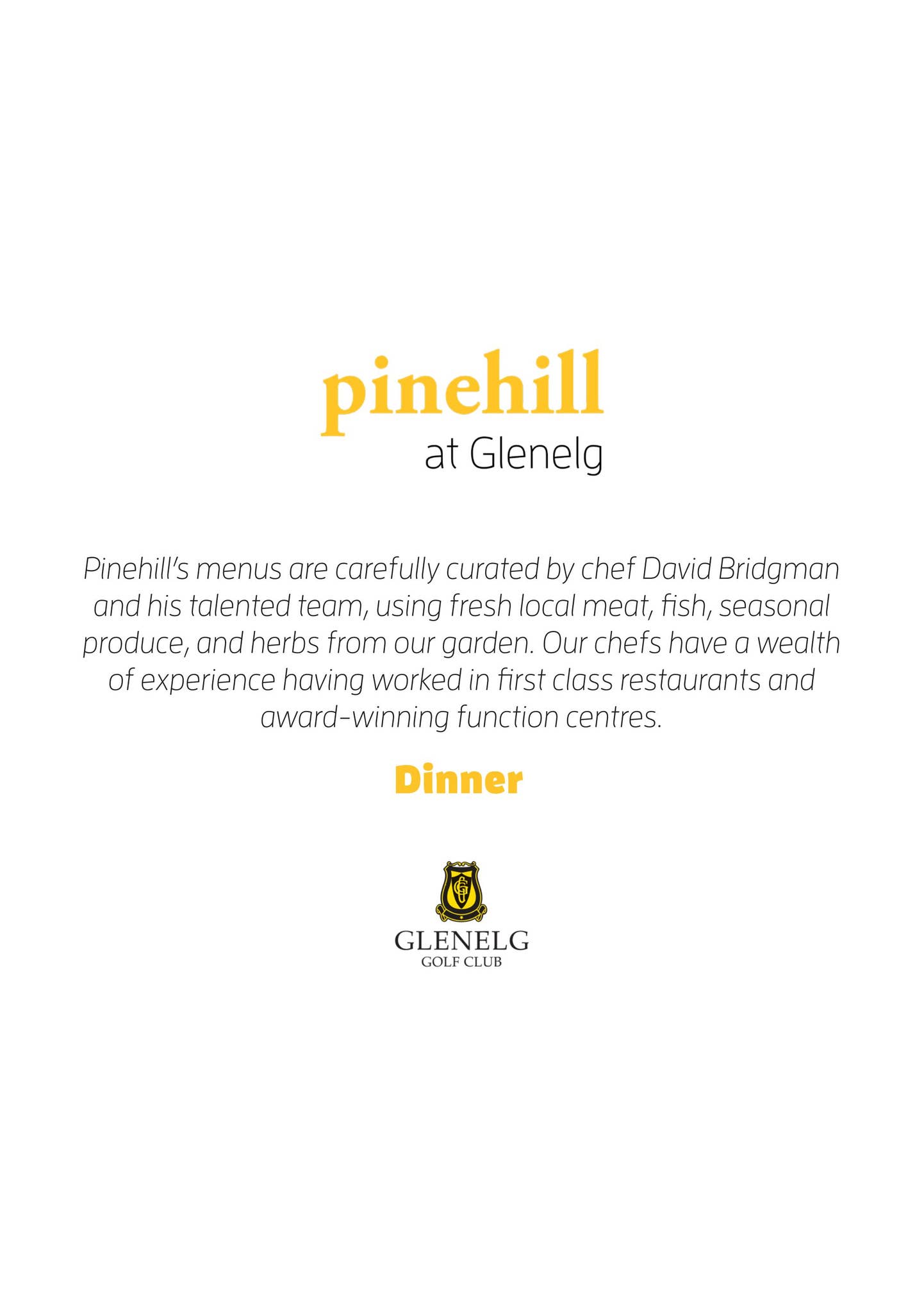 Pinehill at Glenelg - Dinner Menu - 2025 by Glenelg Golf Club - Issuu