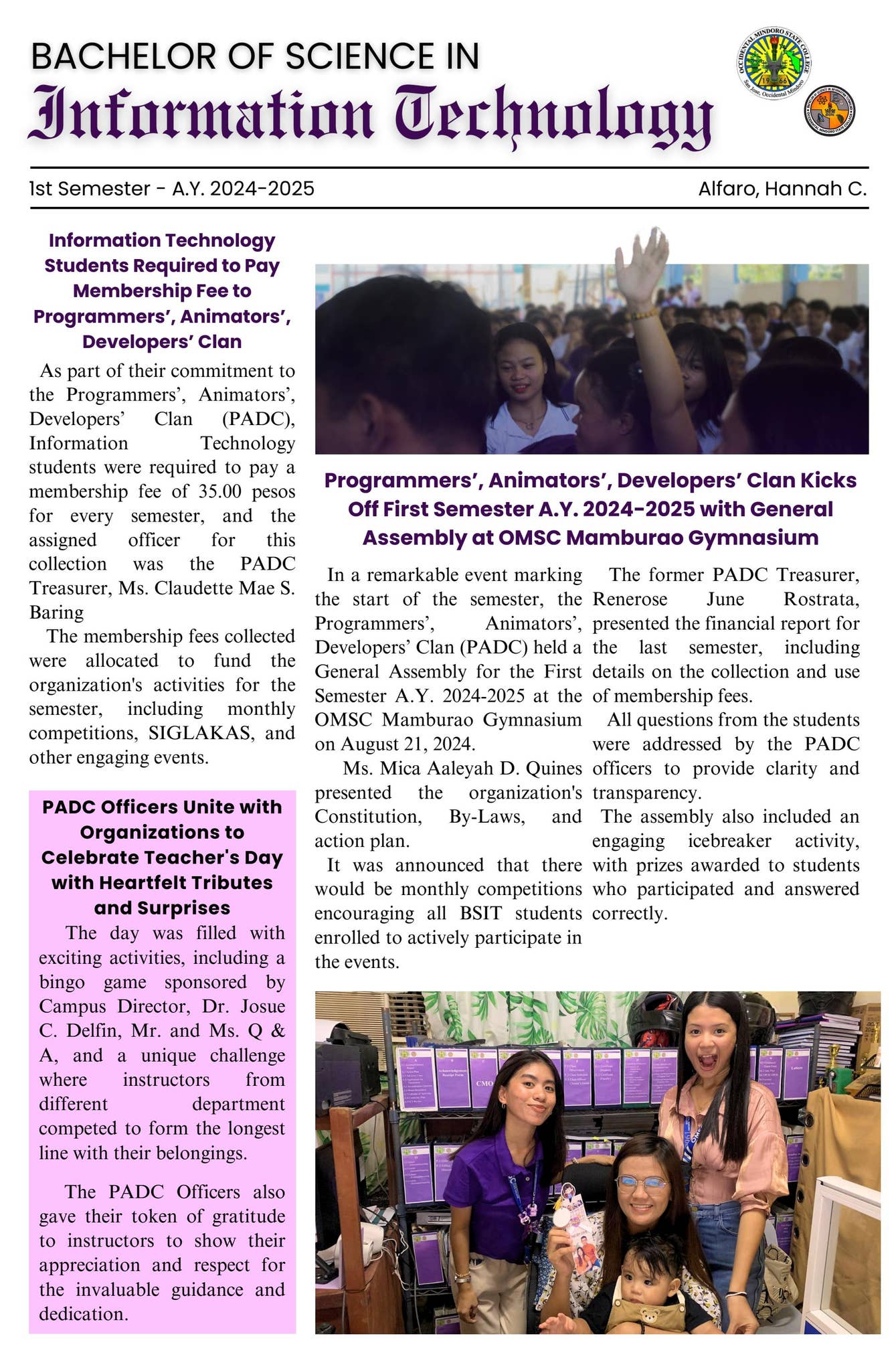 Bachelors of Science in Information Technology - First Semester ...